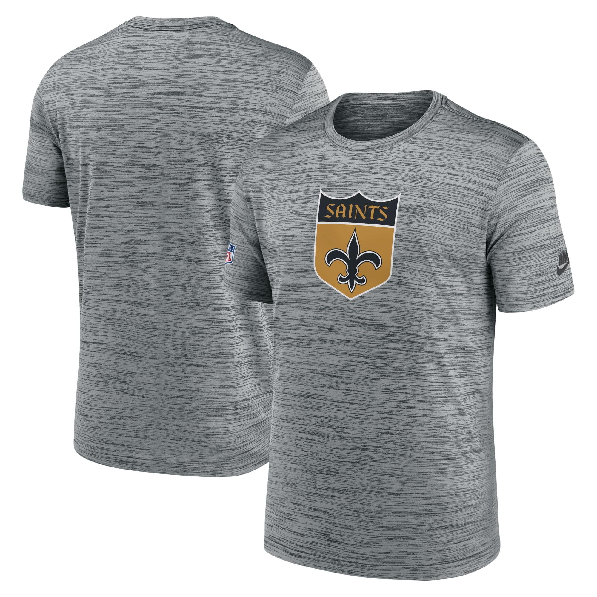 Men's Nike Gray New Orleans Saints Sideline Velocity Throwback Logo ...