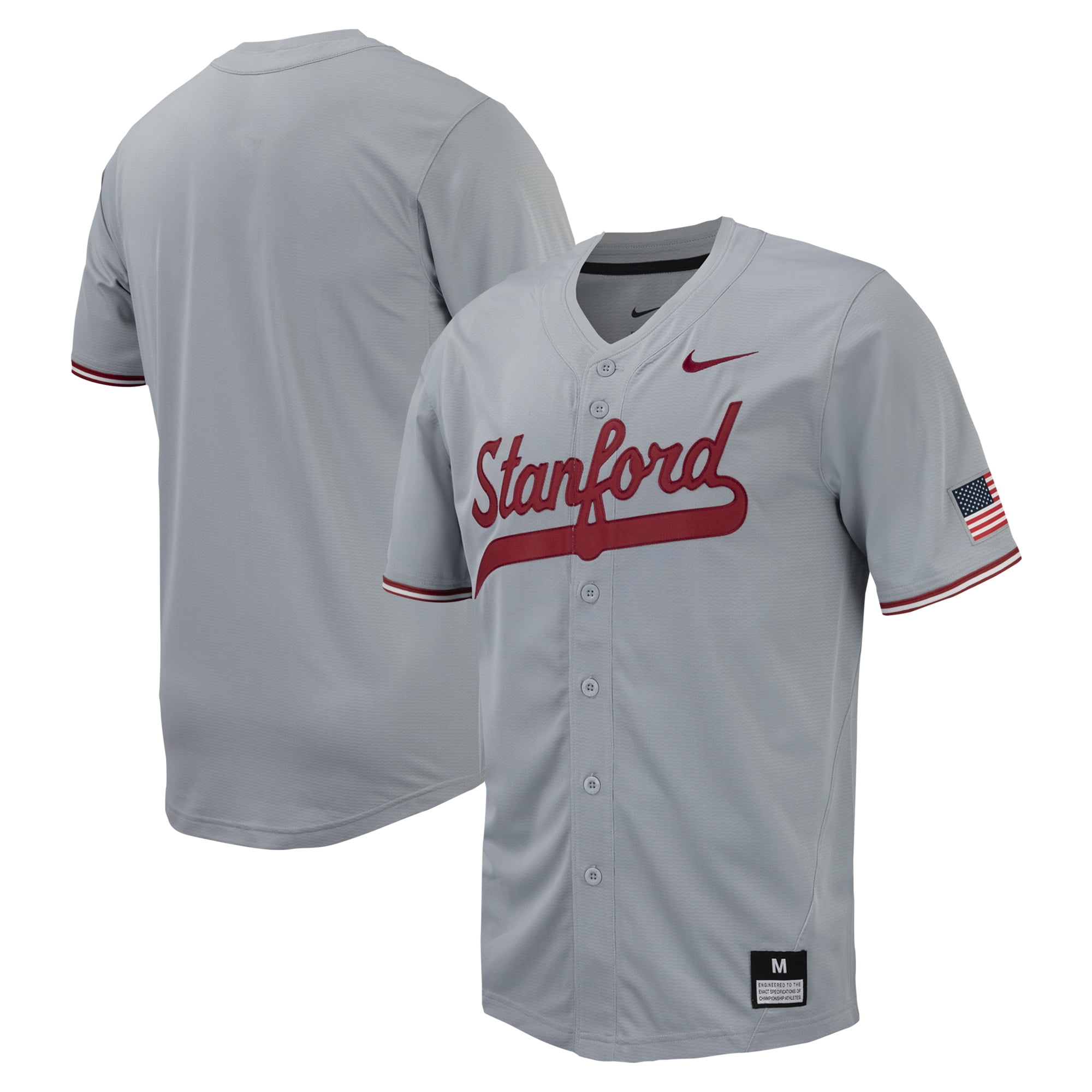 Men's Nike Gray Stanford Cardinal Replica Full-Button Baseball Jersey ...