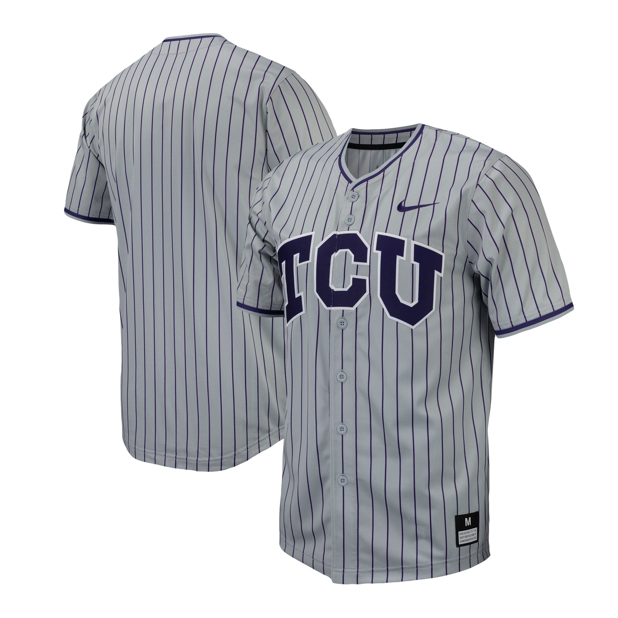Men's Nike Gray TCU Horned Frogs Pinstripe Replica Baseball Jersey ...