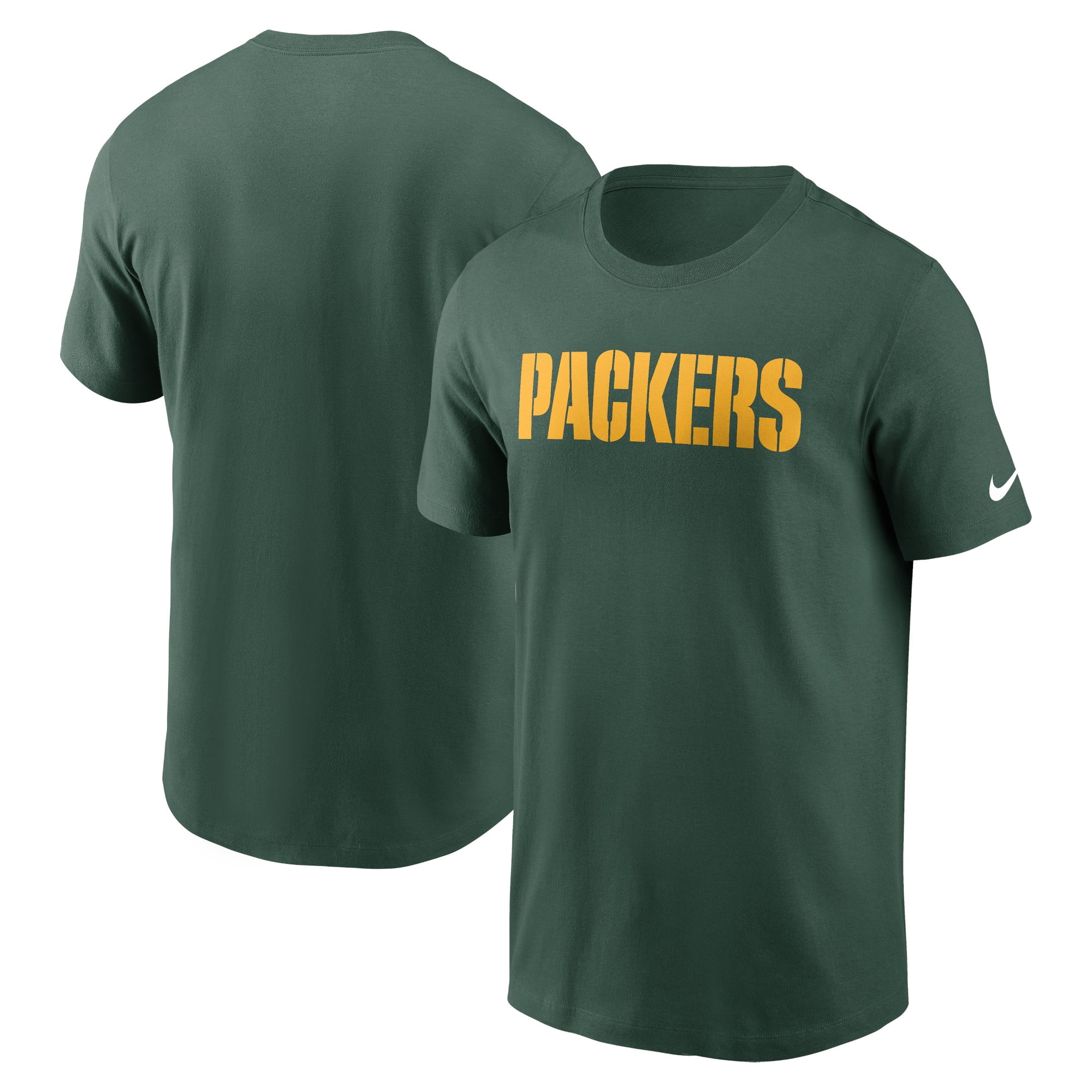Men's Nike Green Green Bay Packers Primetime Wordmark Essential T-Shirt ...
