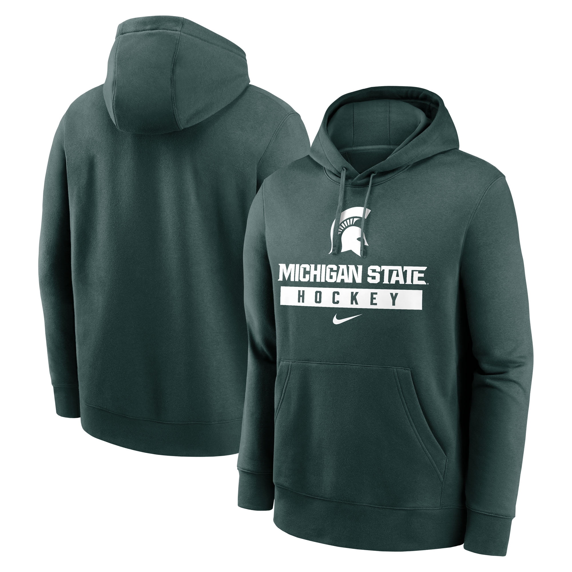 Men's Nike Green Michigan State Spartans Hockey Stack Fleece Pullover ...