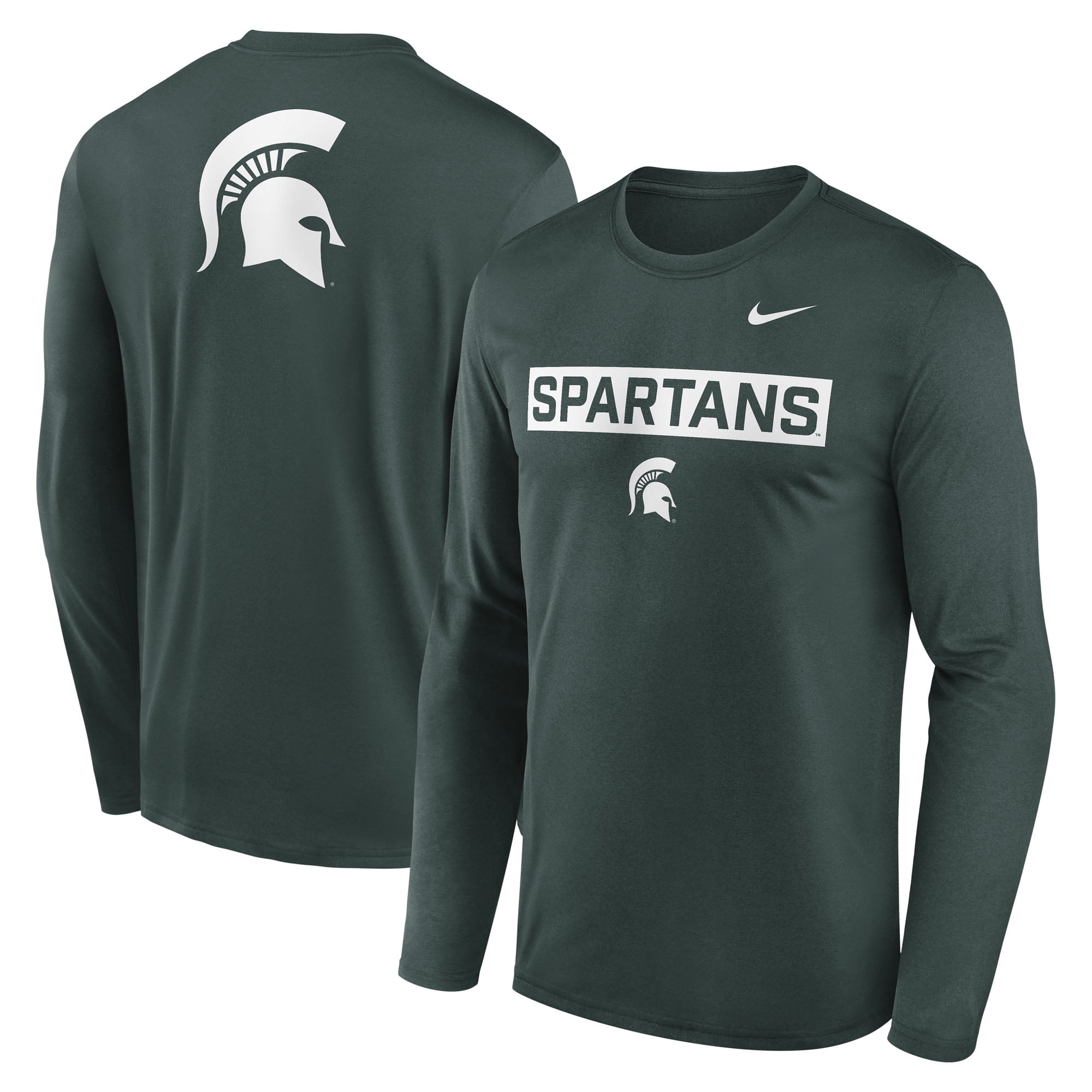 Men's Nike Green Michigan State Spartans Primetime Campus 2-Hit Legend Long Sleeve T-Shirt ...