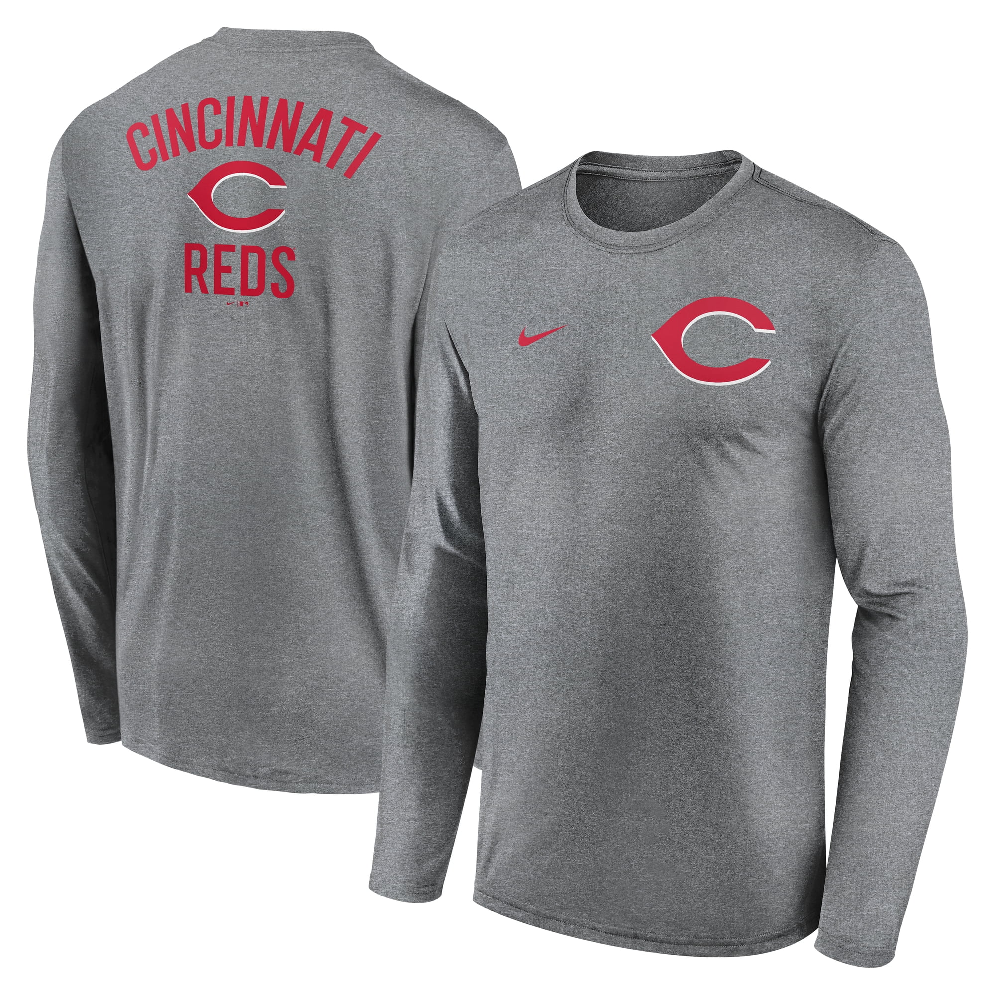 Men's Nike Heather Charcoal Cincinnati Reds 2-Hit Legend Performance ...