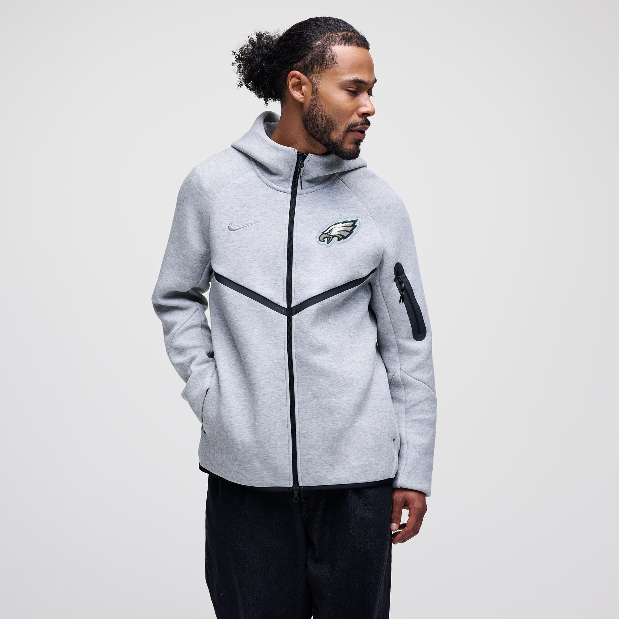 Men's Nike Heather Gray Philadelphia Eagles Tech Fleece Full-Zip ...