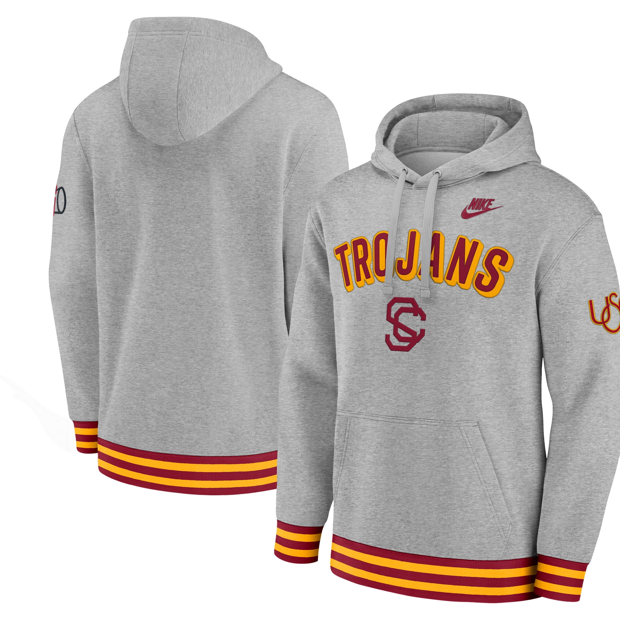 Men's Nike Heather Gray USC Trojans Legacy Retro Pullover Hoodie ...