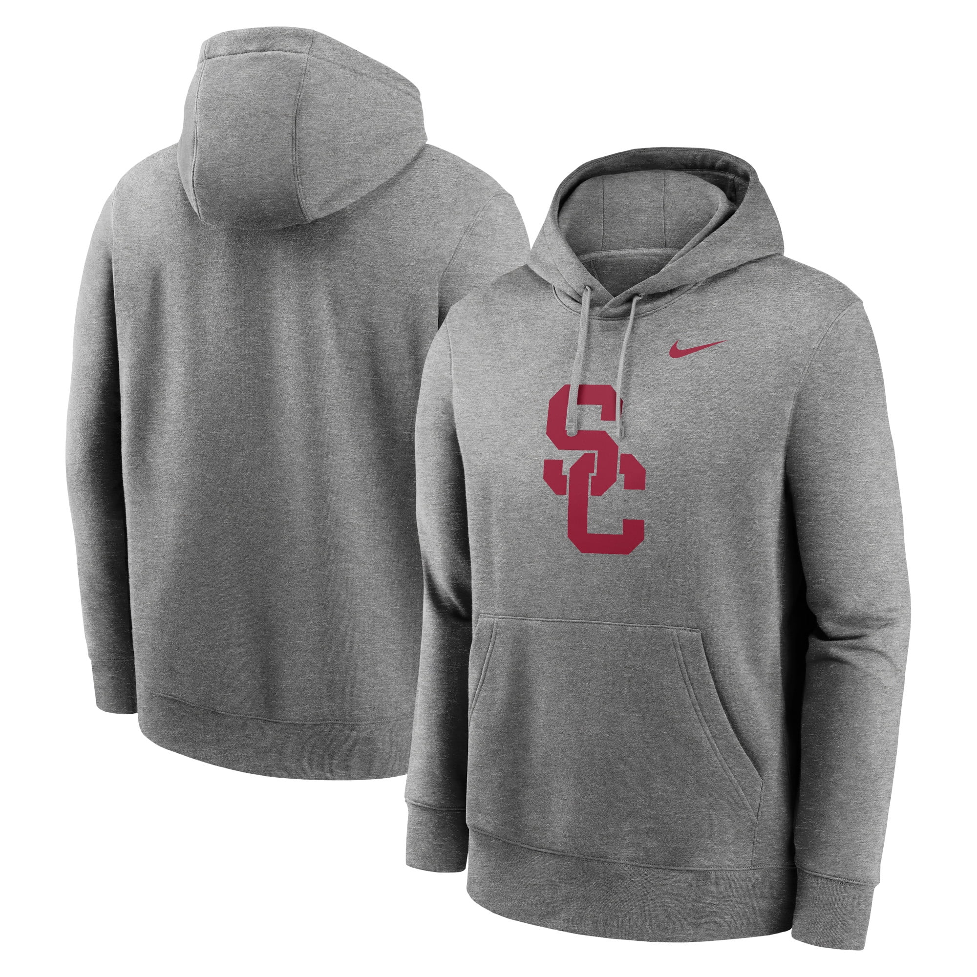 Men's Nike Heather Gray USC Trojans Primetime Evergreen Club Fleece ...