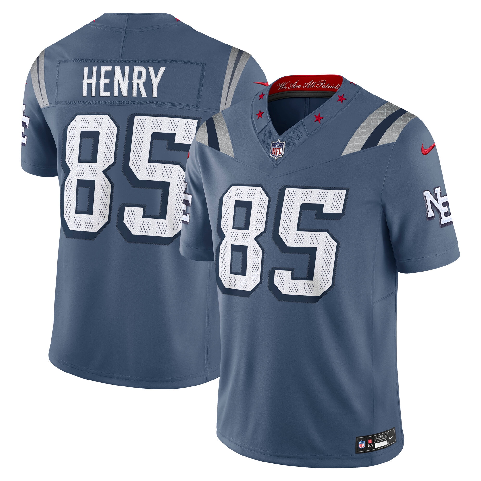 Men's Nike Hunter Henry Storm Blue New England Patriots 2025 Rivalries Collection Limited Jersey ...