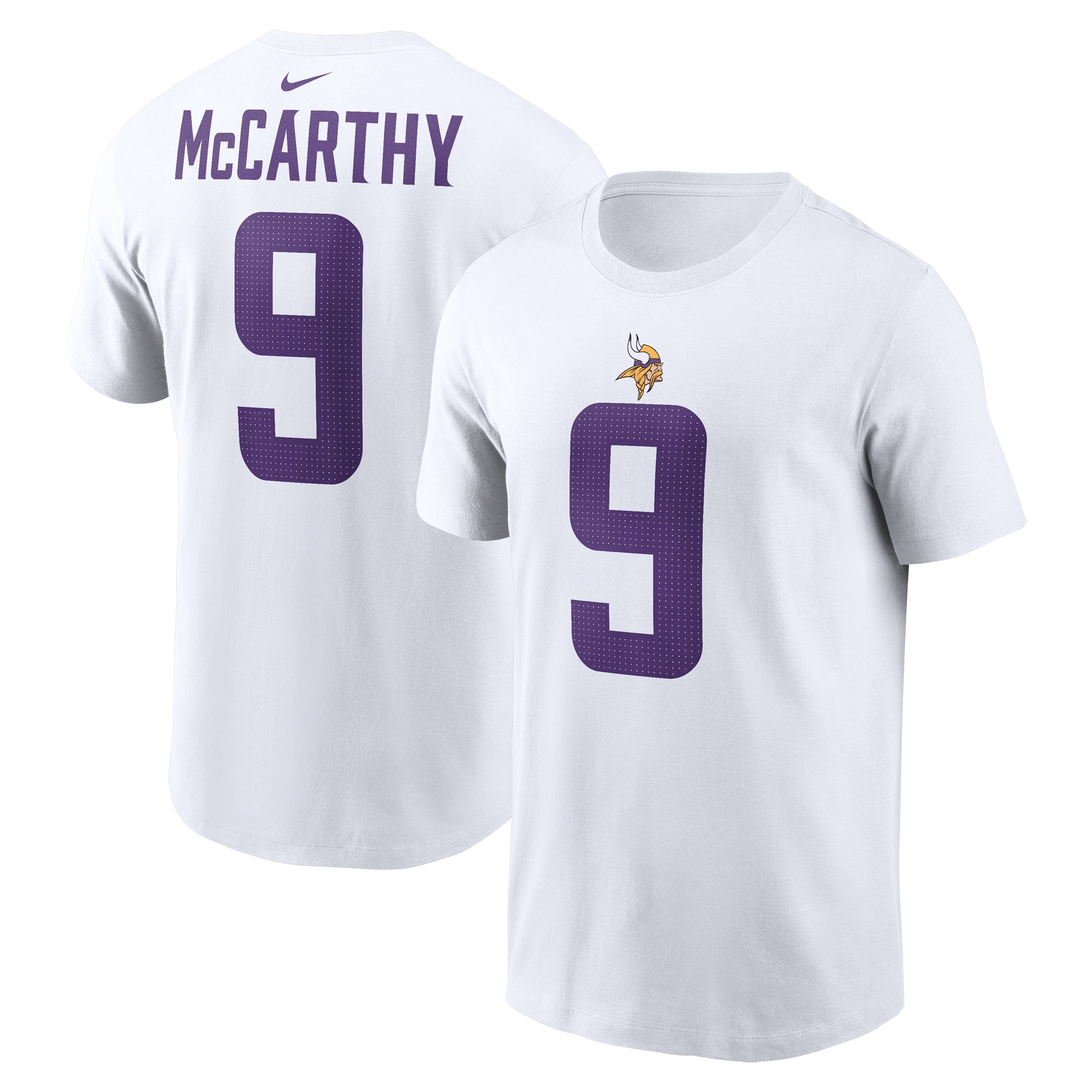 Men's Nike J.J. McCarthy White Minnesota Vikings Player Name & Number T ...