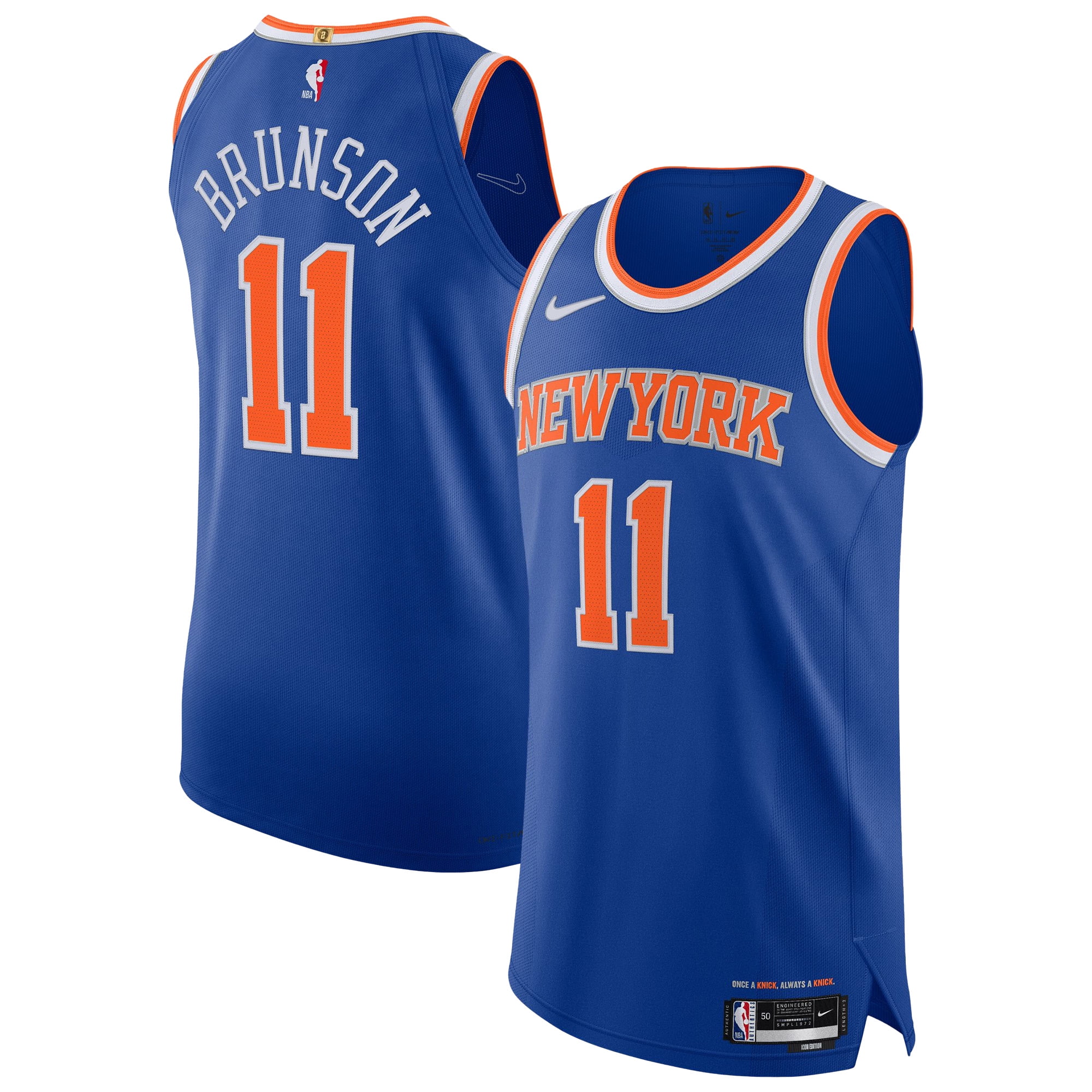 Men's Nike Jalen Brunson Blue New York Knicks Authentic Player Jersey ...