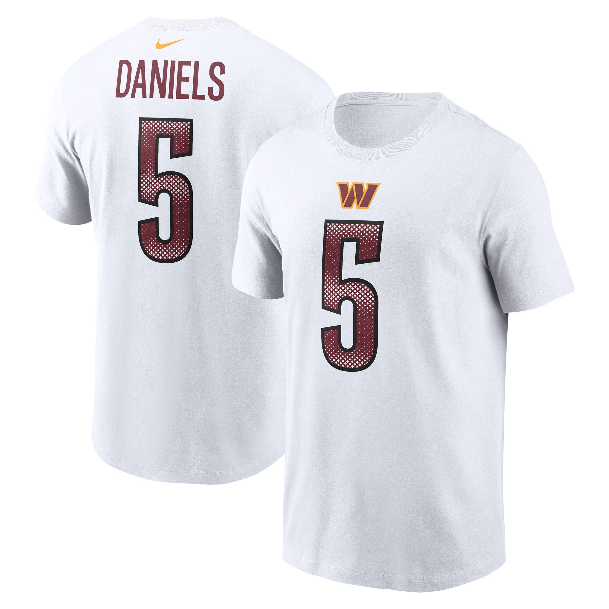 Men's Nike Jayden Daniels White Washington Commanders Name & Number T ...