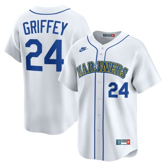 Men's Nike Ken Griffey Jr. White Seattle Mariners Throwback Cooperstown ...
