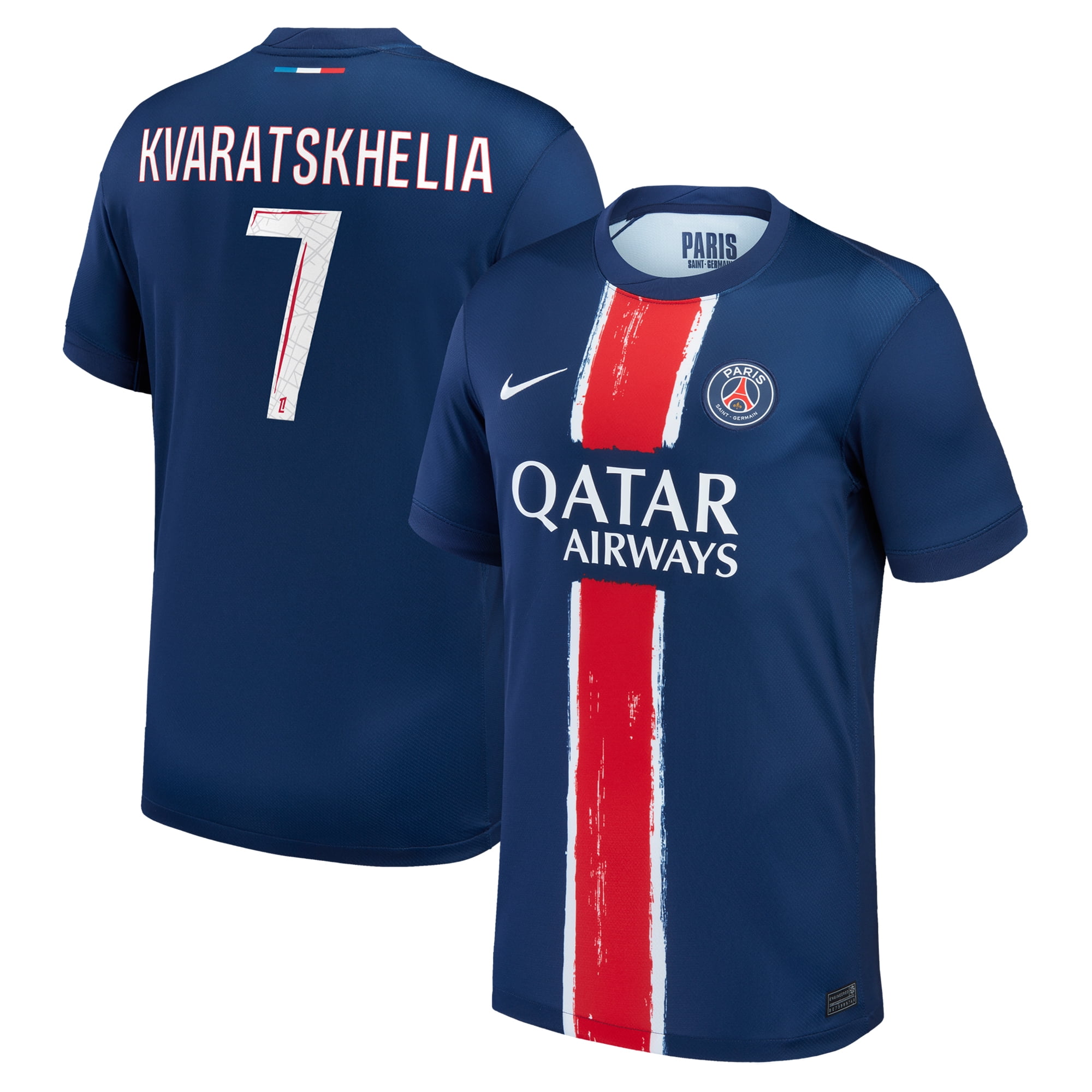 Men's Nike Khvicha Kvaratskhelia Navy Paris Saint-Germain 2024/25 Home Replica Player Jersey ...