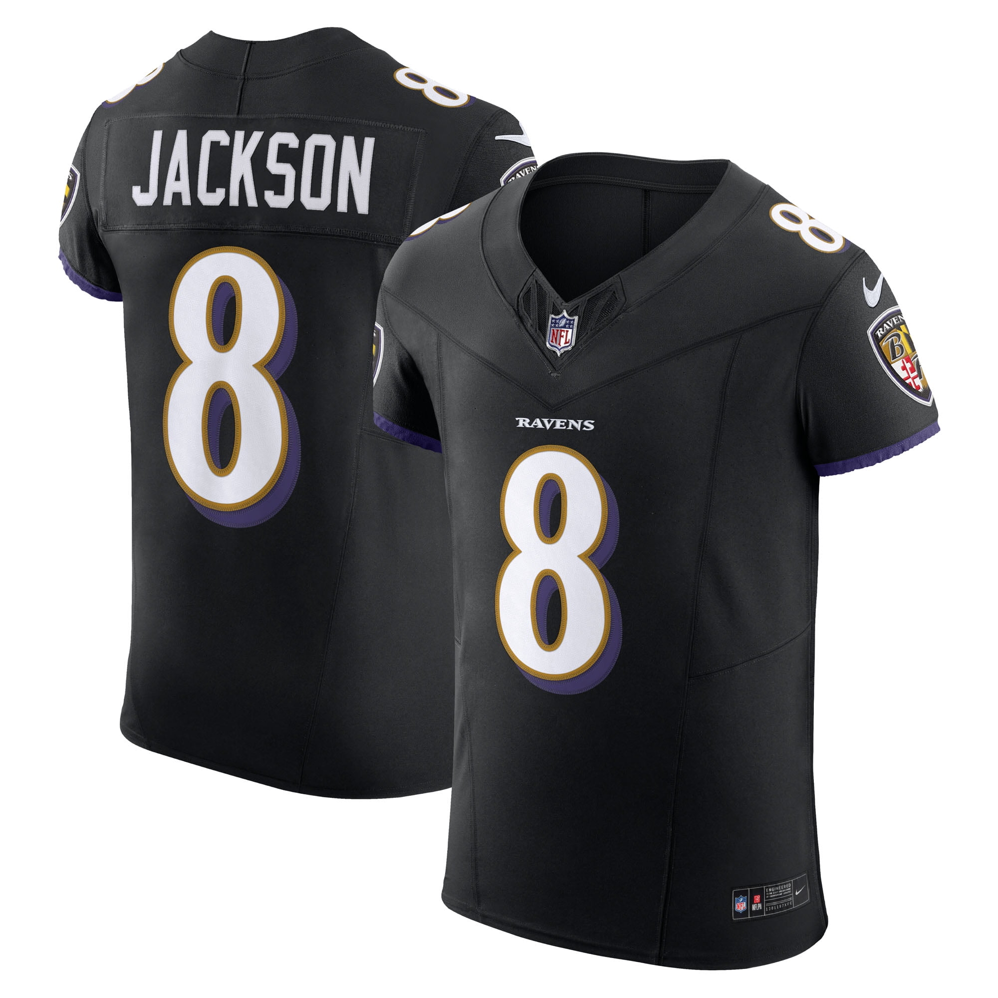 Men's Nike Lamar Jackson Black Baltimore Ravens Alternate Vapor F.U.S.E ...