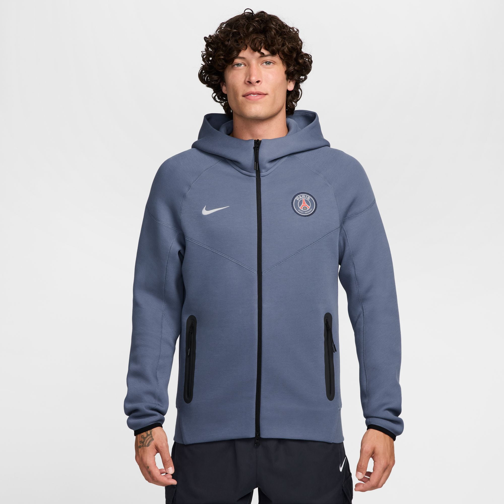 Men's Nike Light Blue Paris Saint-Germain Tech Fleece Full-Zip Hoodie ...