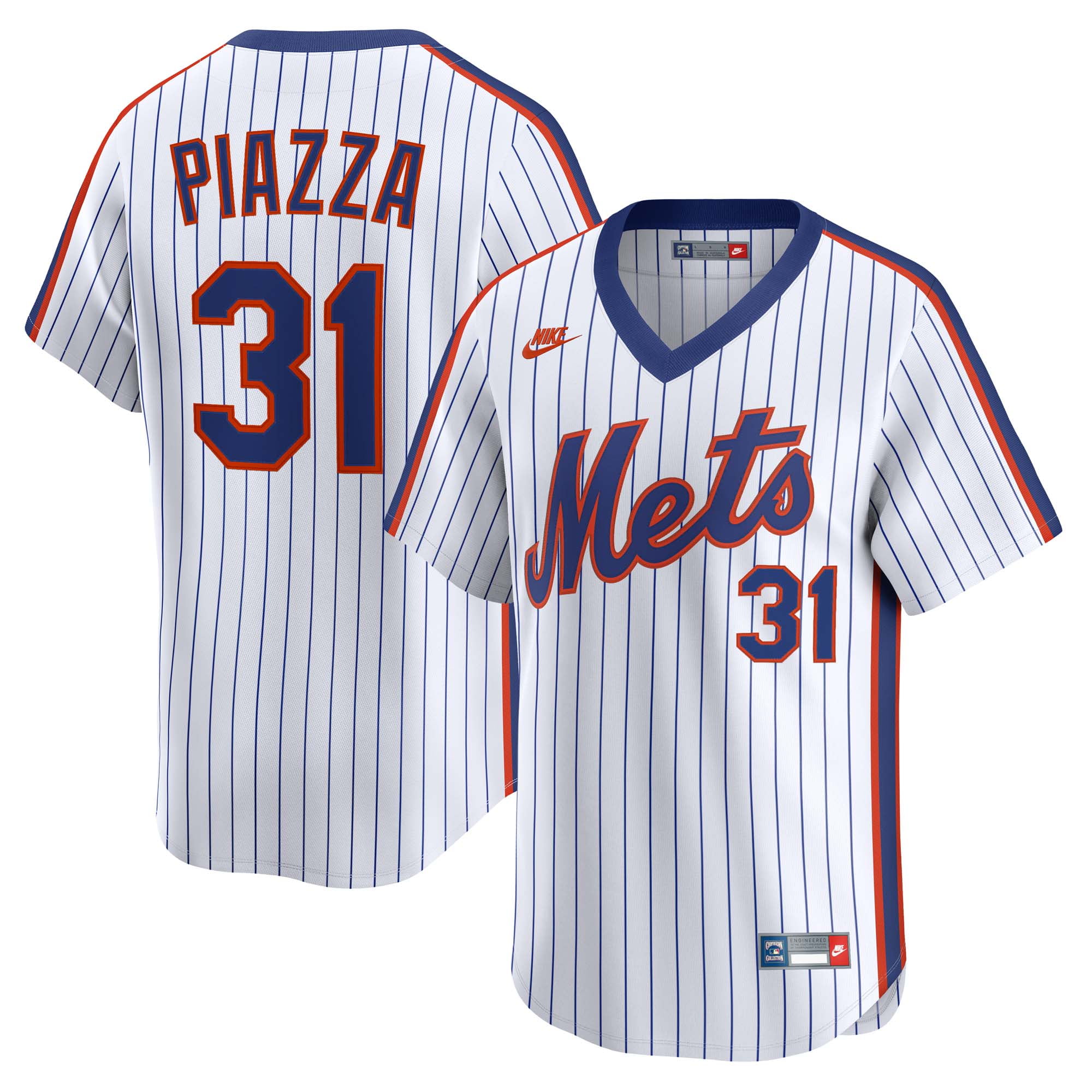 Men's Nike Mike Piazza White New York Mets Throwback Cooperstown ...