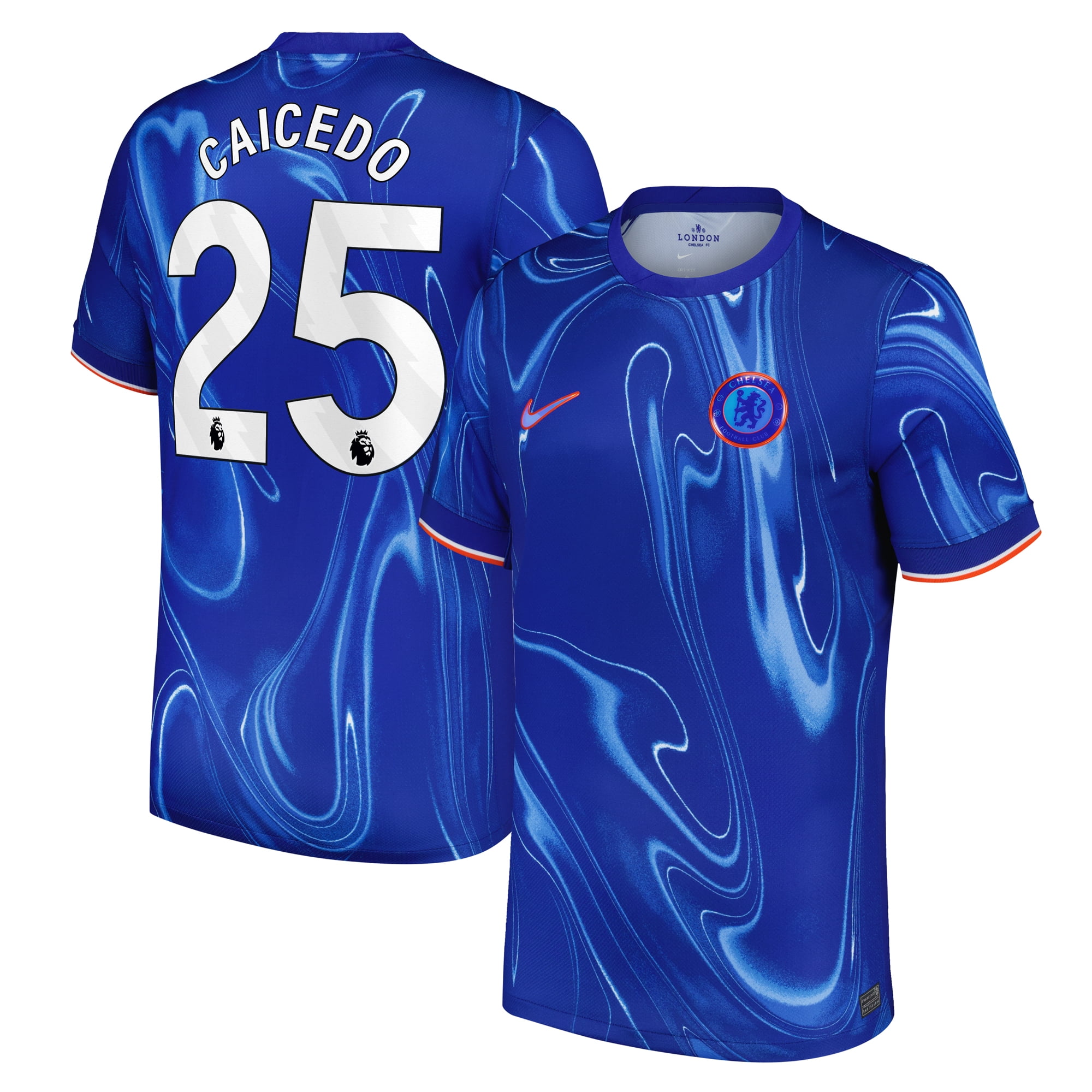 Men's Nike Mois-s Caicedo Blue Chelsea 2024/25 Home Replica Player ...
