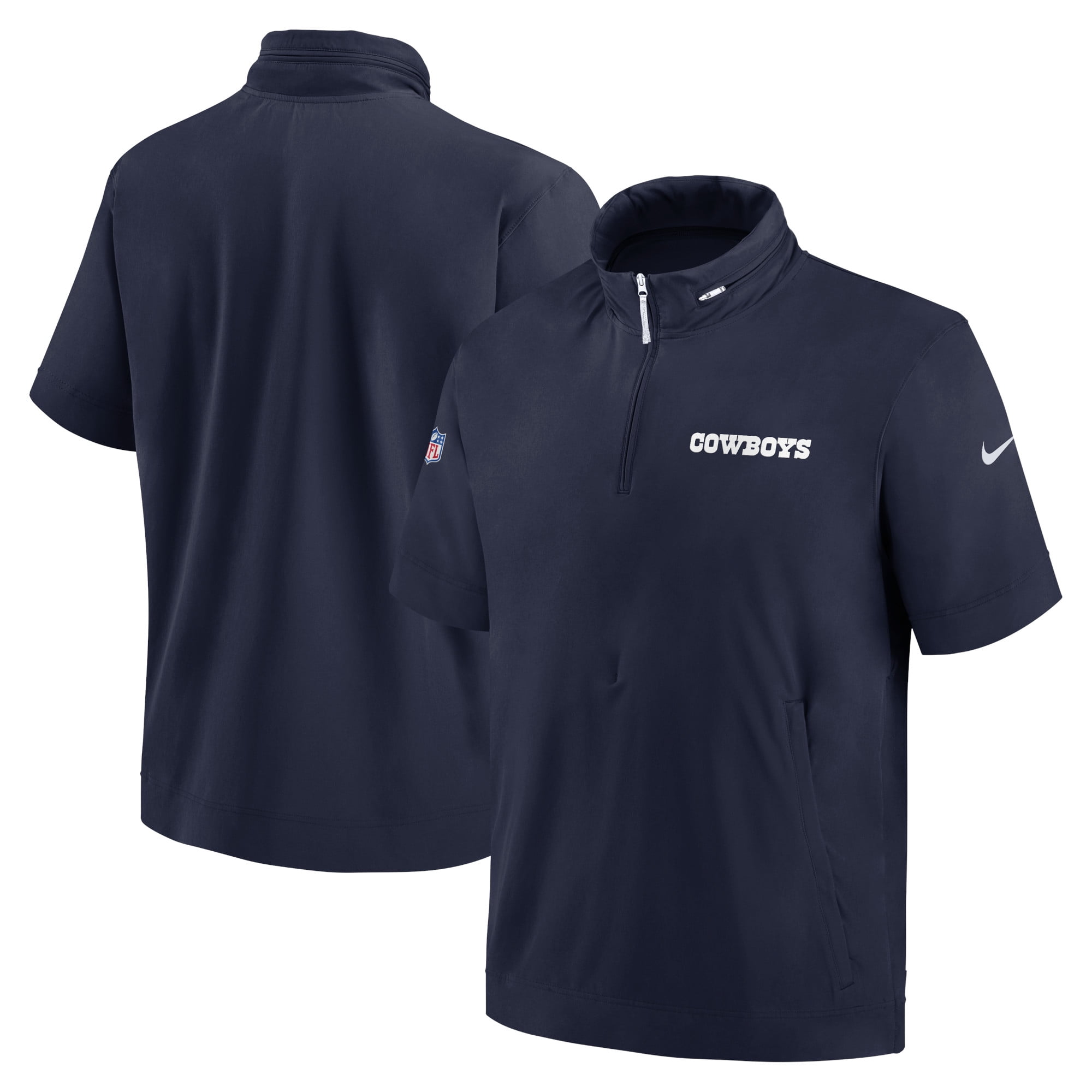 Men's Nike Navy Dallas Cowboys 2024 Sideline Coach Short Sleeve Half ...