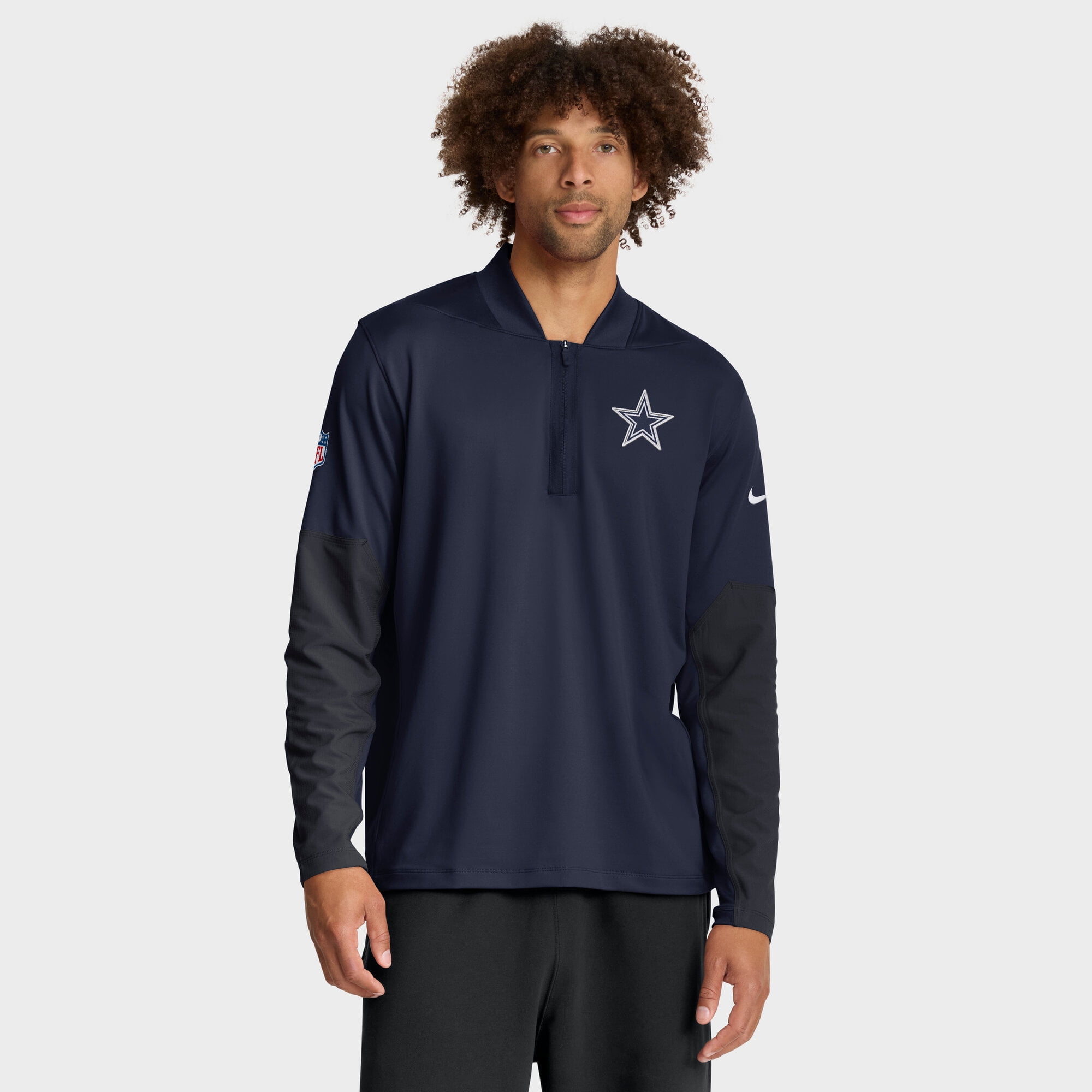 Men's Nike Navy Dallas Cowboys Sideline Dri-FIT Half-Zip Pullover ...