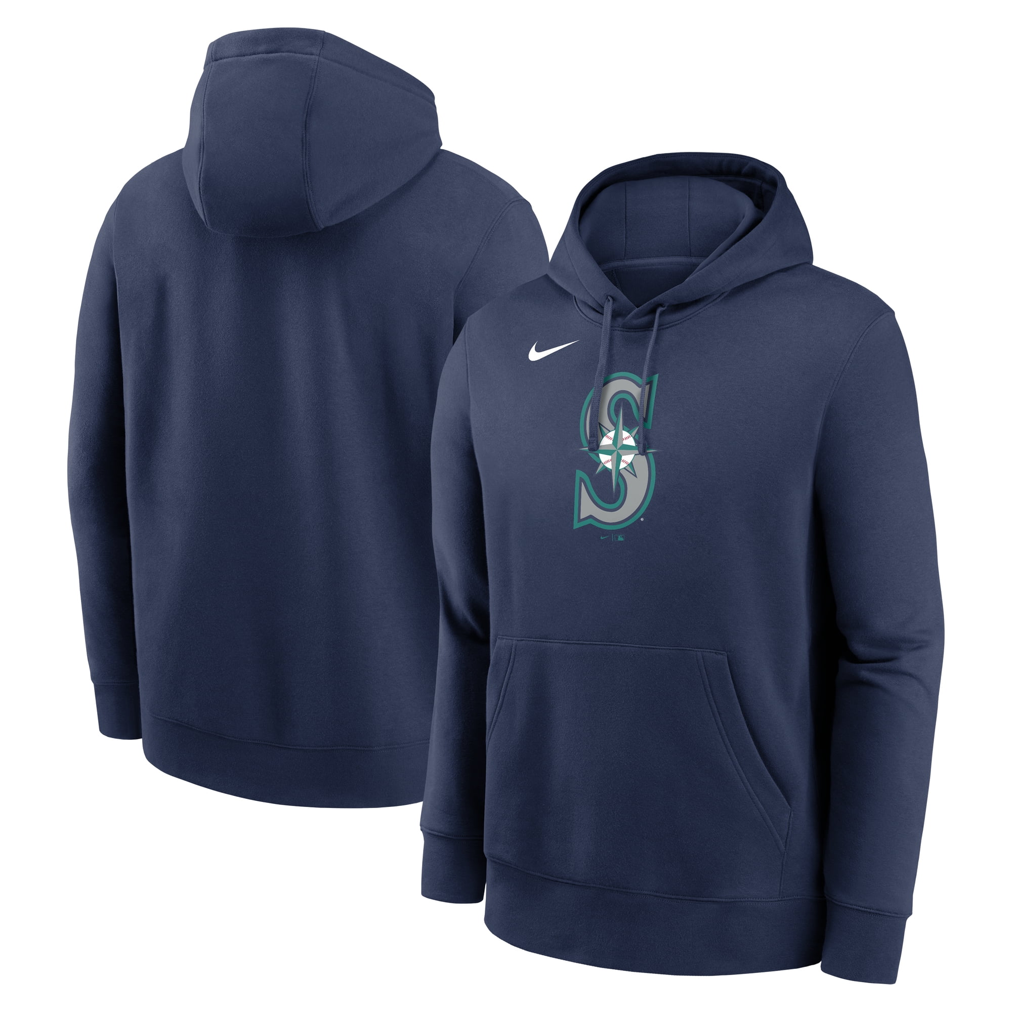 Men's Nike Navy Seattle Mariners Logo Club Fleece Pullover Hoodie ...