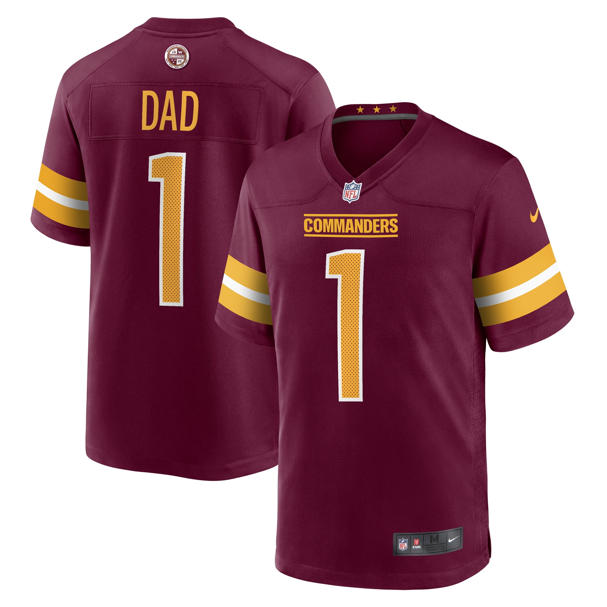 Men's Nike Number 1 Dad Burgundy Washington Commanders Game Jersey ...