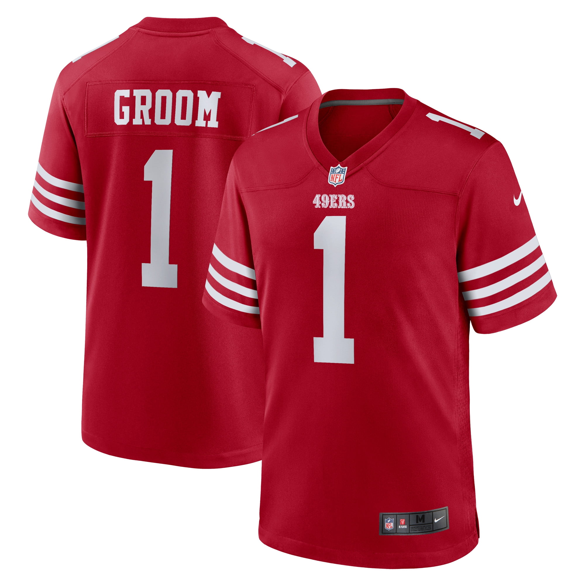 Men's Nike Number 1 Groom Scarlet San Francisco 49ers Game Jersey ...