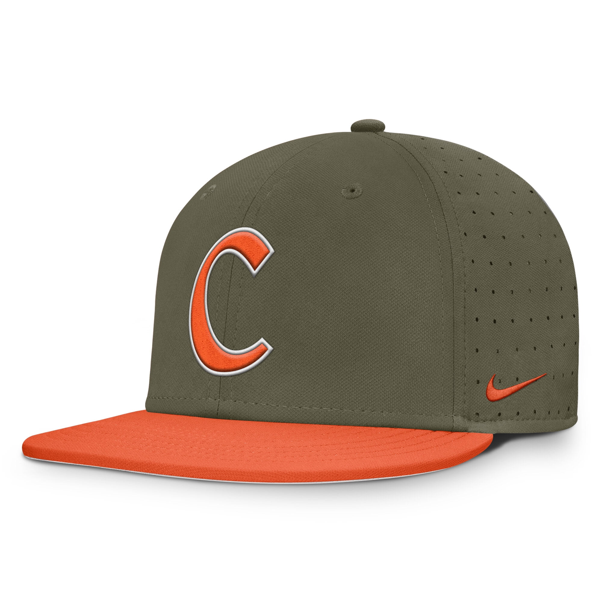 Men's Nike Olive Clemson Tigers On-Field Dugout True Performance Fitted ...