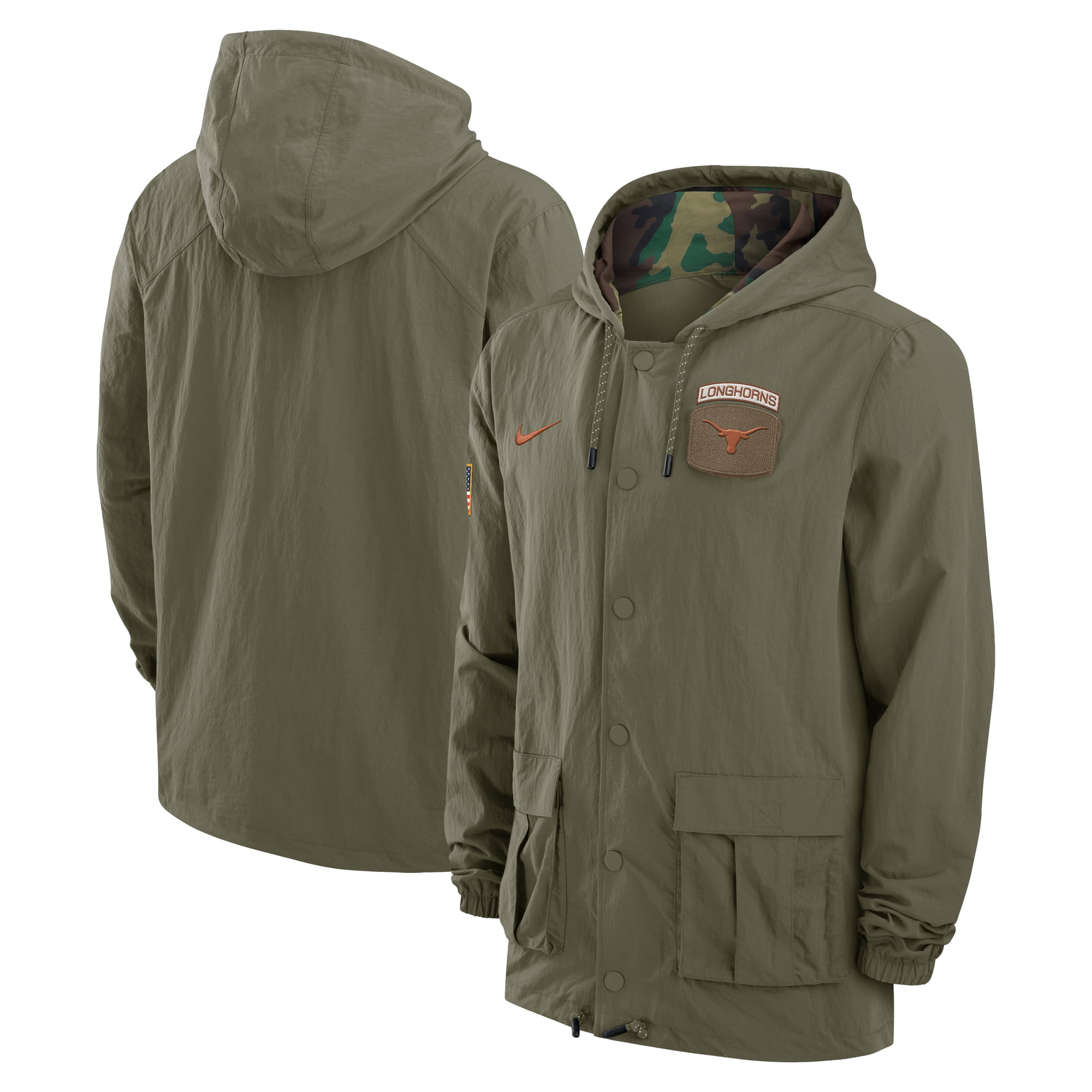 Men's Nike Olive Texas Longhorns 2024 Military Appreciation Full-Snap ...