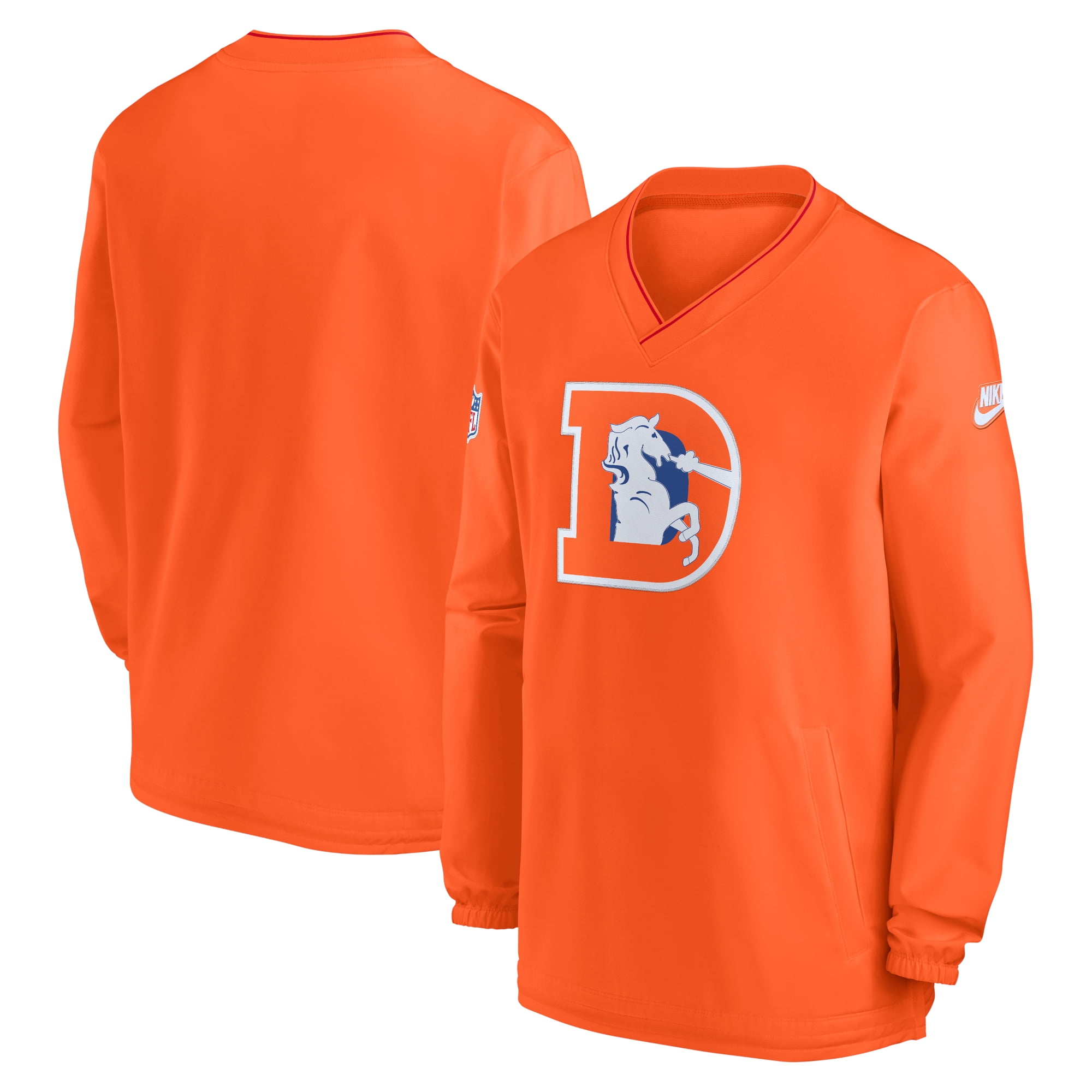Men's Nike Orange Denver Broncos Throwback Logo Long-Sleeve V-Neck ...
