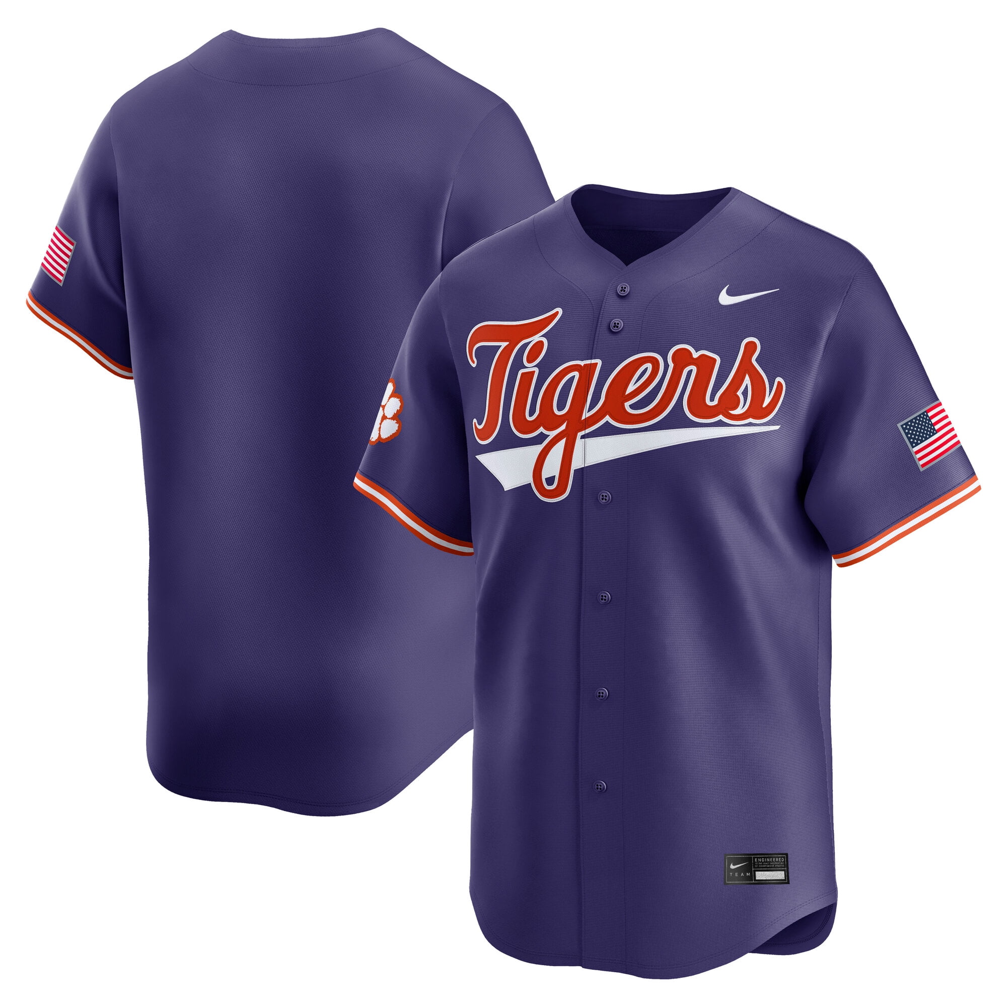 Men's Nike Purple Clemson Tigers College Limited Baseball Jersey ...