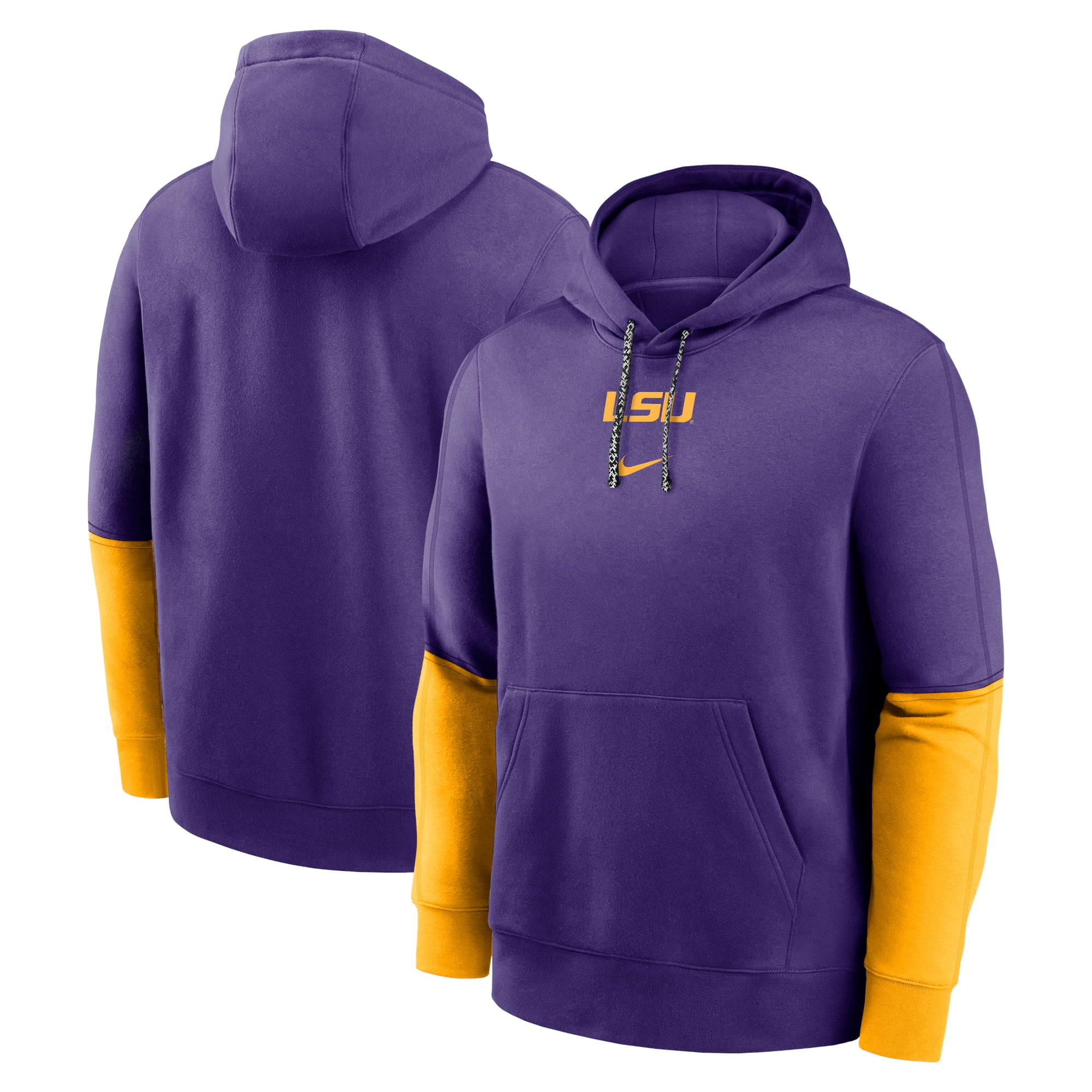 Men's Nike Purple/Gold LSU Tigers 2024 Sideline Club Pullover Hoodie ...
