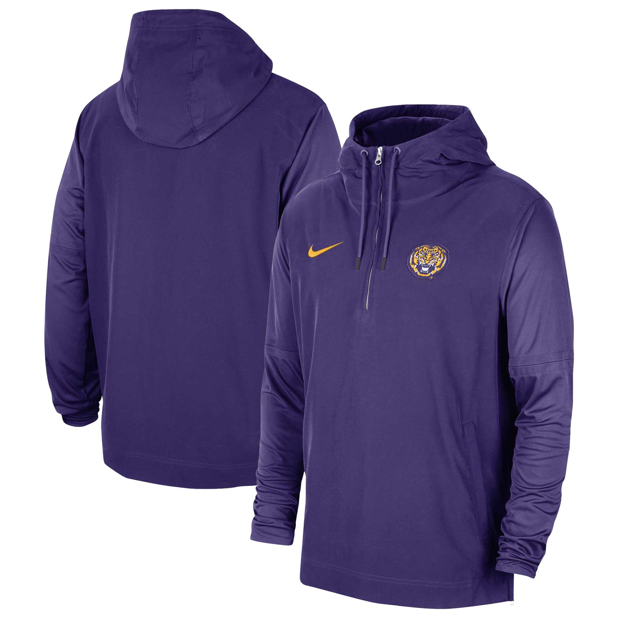 Men's Nike Purple LSU Tigers 2023 Sideline Player Quarter-Zip Hoodie ...