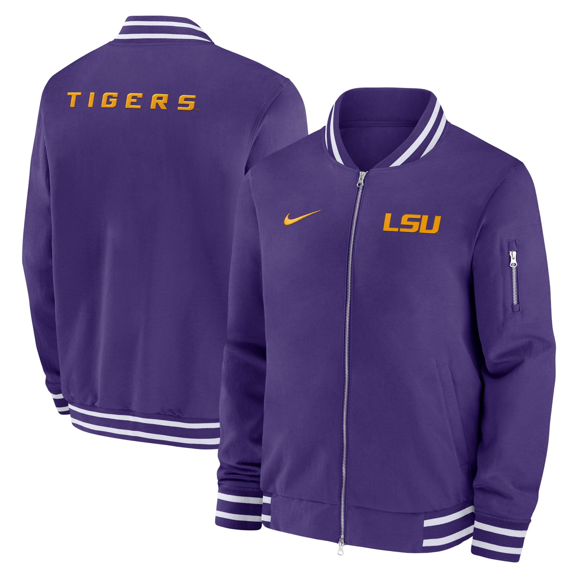Men's Nike Purple LSU Tigers 2024 Sideline Full-Zip Bomber Jacket ...