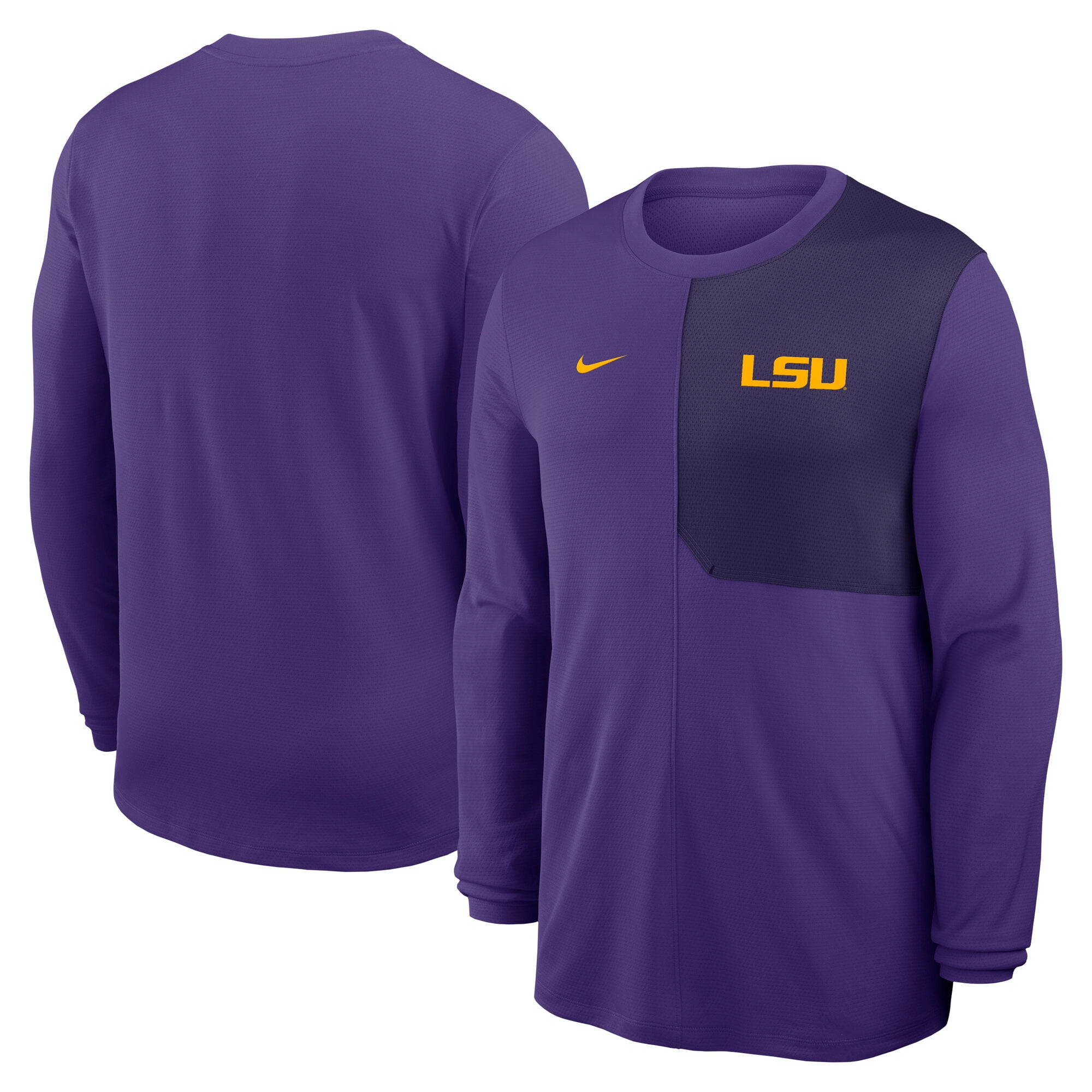 Men's Nike Purple LSU Tigers 2025 Sideline Coach UV Dri-FIT Long Sleeve ...