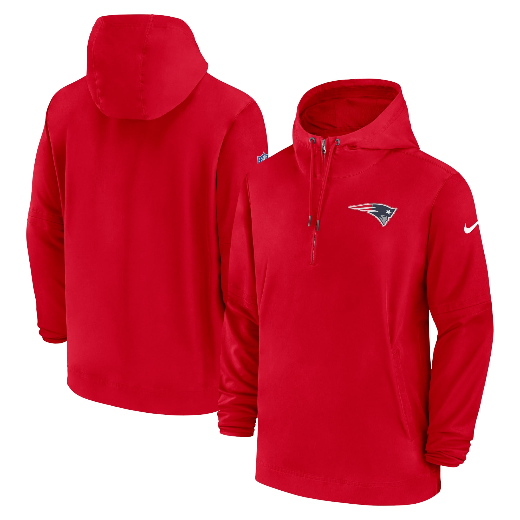 Men's Nike Red New England Patriots Sideline Half-Zip Hoodie - Walmart.com