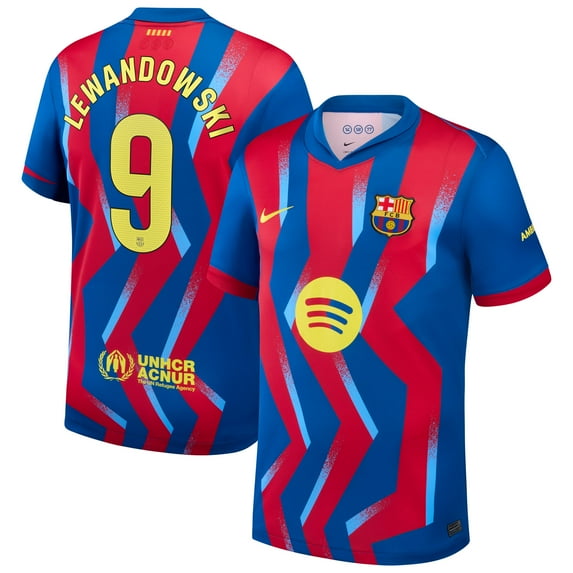 Men's Nike Robert Lewandowski Blue Barcelona 2025/26 Fourth Replica ...