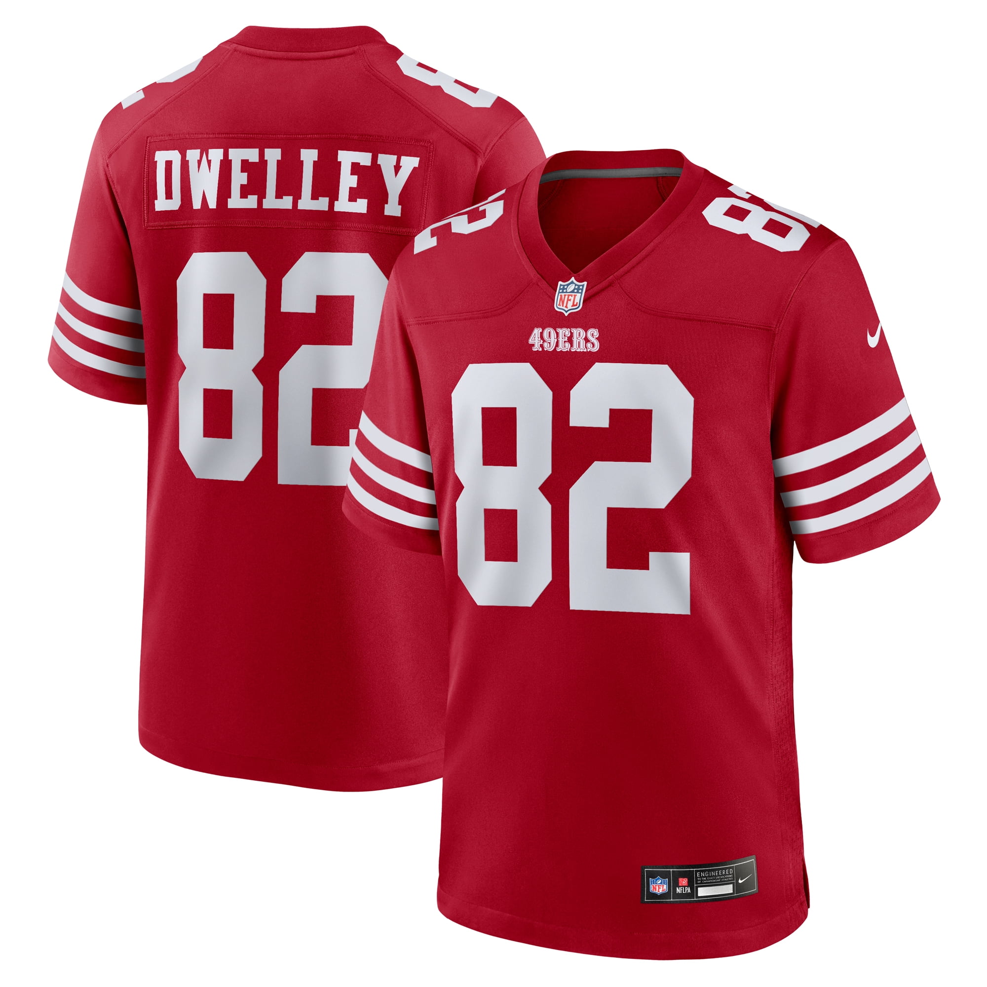 Men's Nike Ross Dwelley Scarlet San Francisco 49ers Team Game Jersey ...