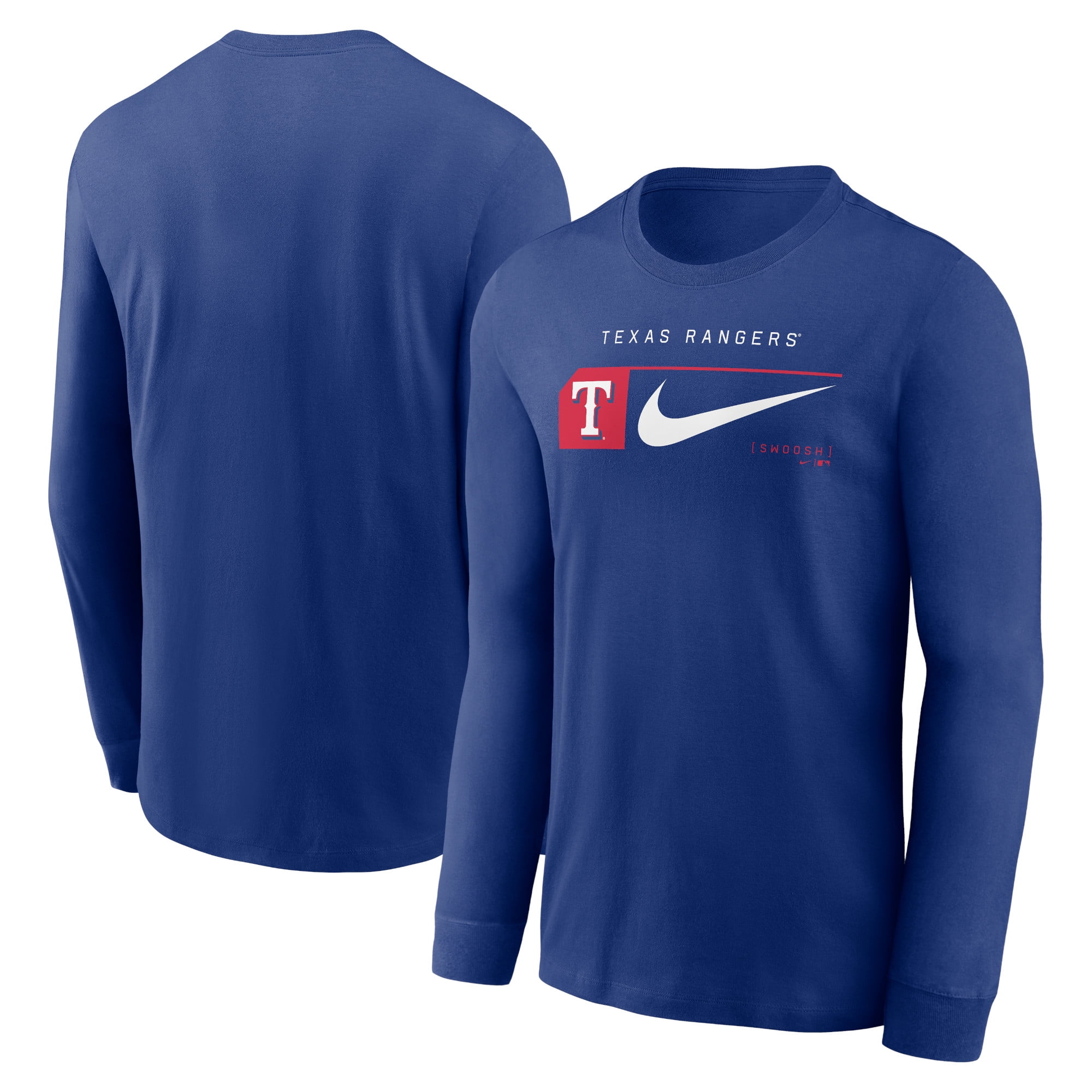 Men's Nike Royal Texas Rangers Local Logo Swoosh Lockup Long Sleeve T ...
