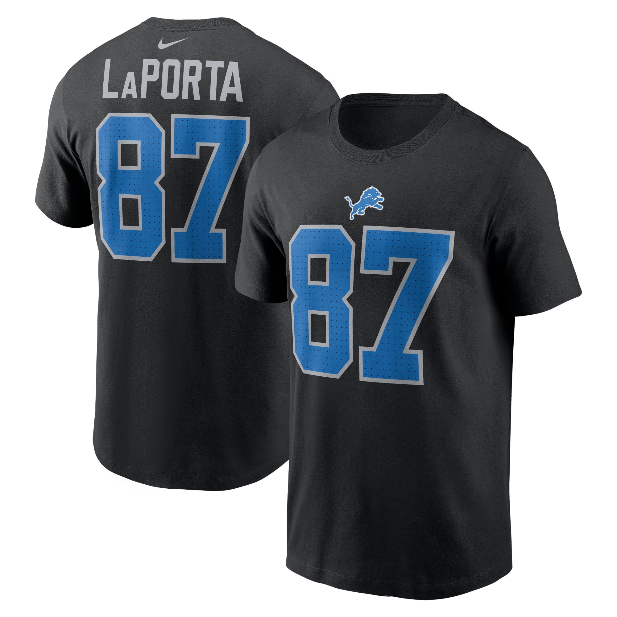 Men's Nike Sam LaPorta Black Detroit Lions Name & Number T-Shirt ...
