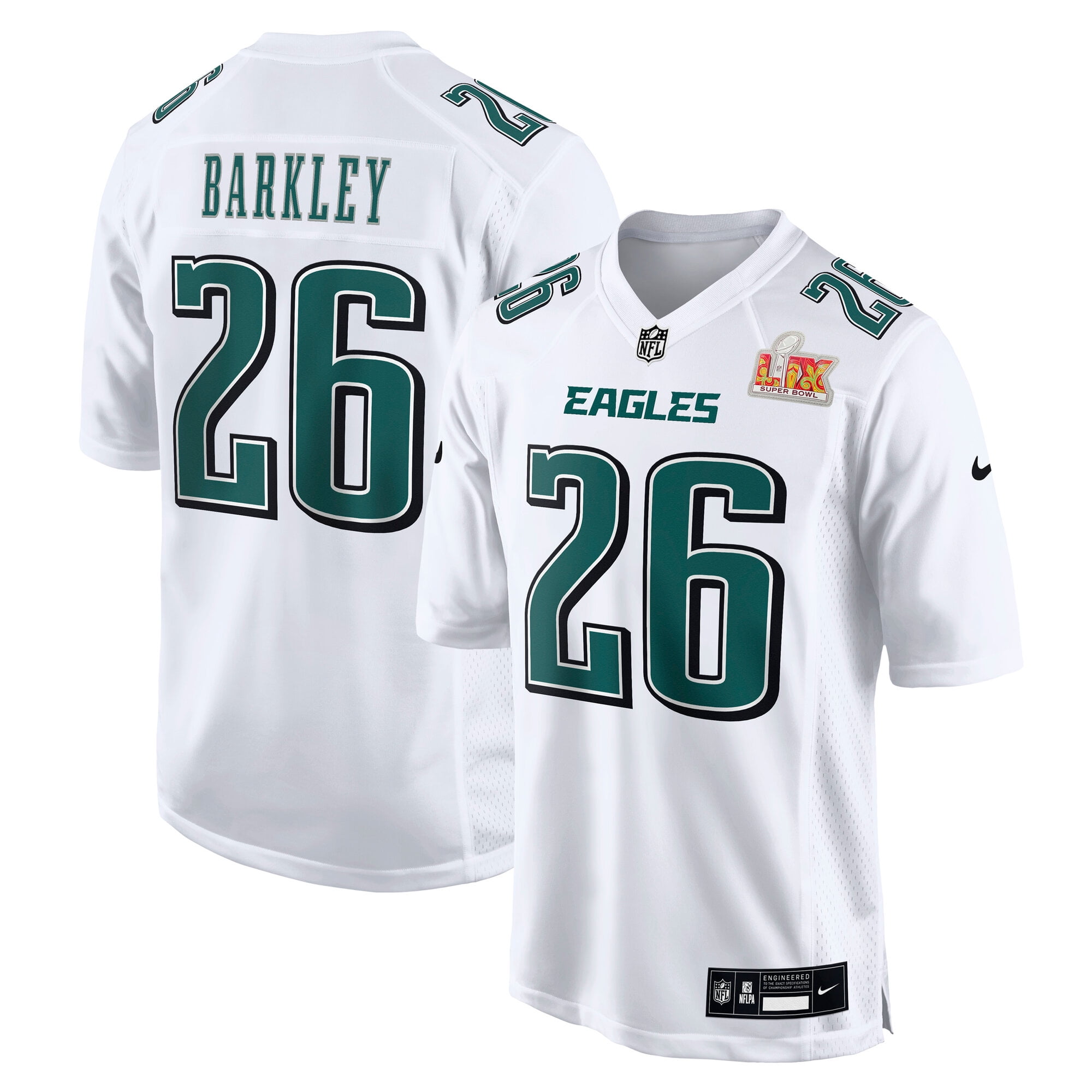 Men's Nike Saquon Barkley Tundra White Philadelphia Eagles Super Bowl LIX Fashion Game Player ...