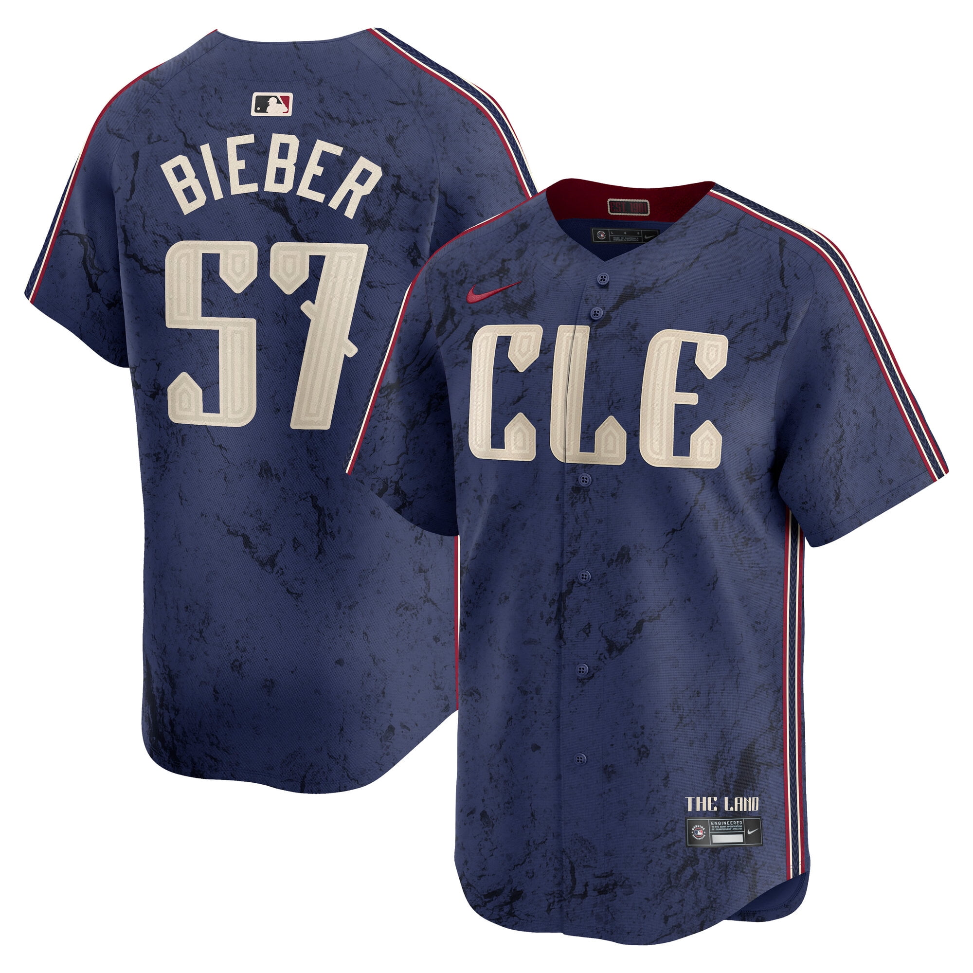 Men's Nike Shane Bieber Navy Cleveland Guardians City Connect Limited ...