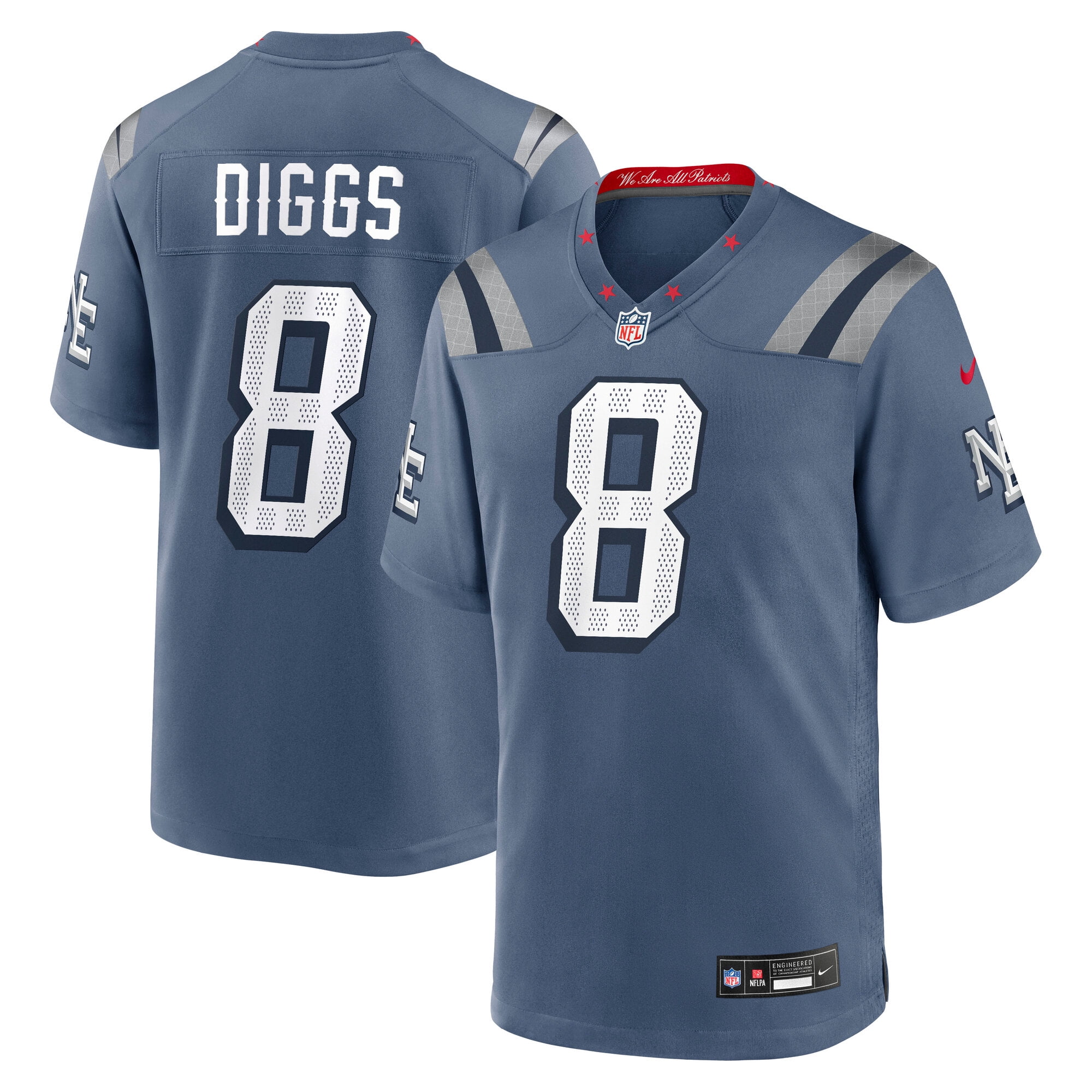 Men's Nike Stefon Diggs Storm Blue New England Patriots 2025 Rivalries Collection Game Jersey ...