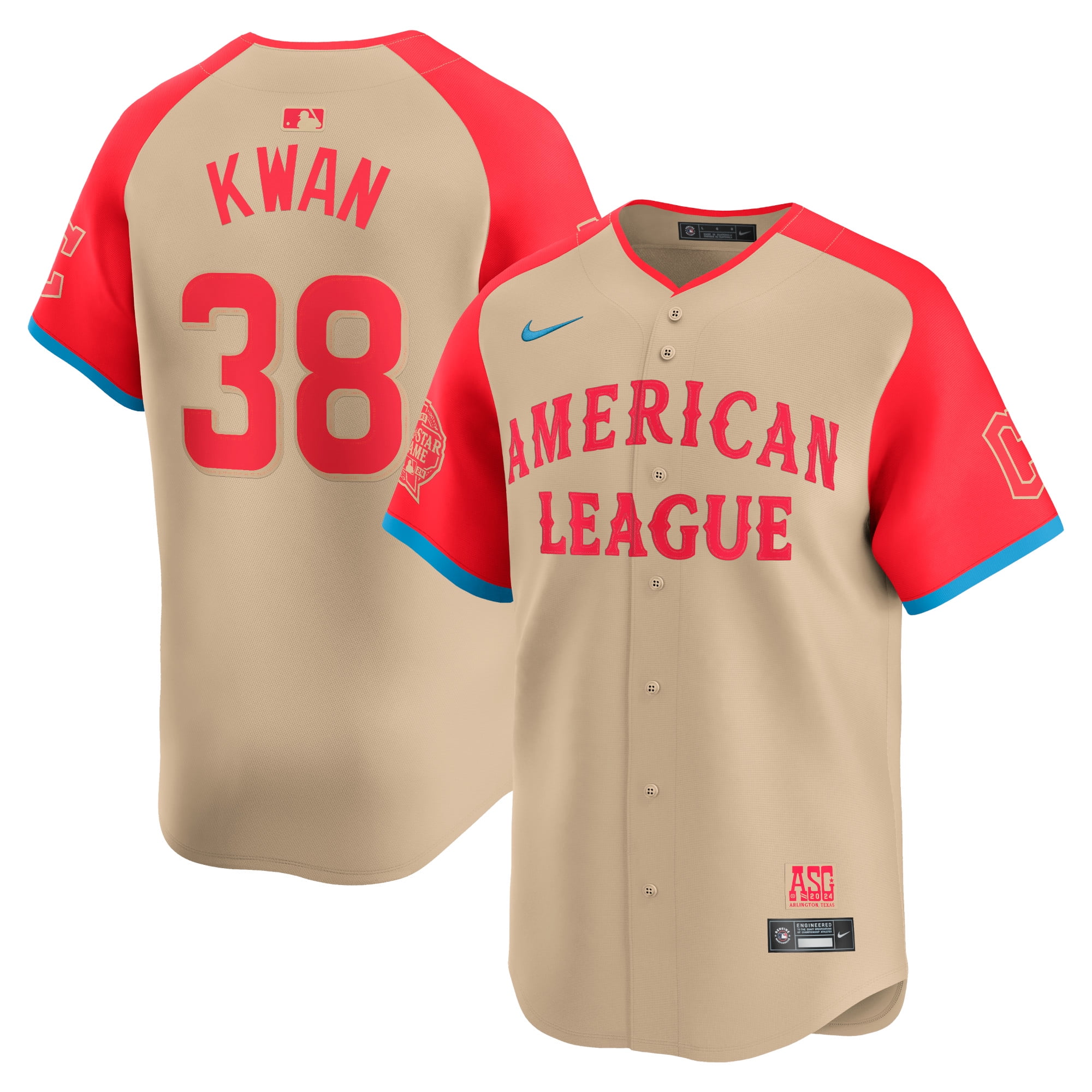 Men's Nike Steven Kwan Cream American League 2024 MLB All-Star Game ...