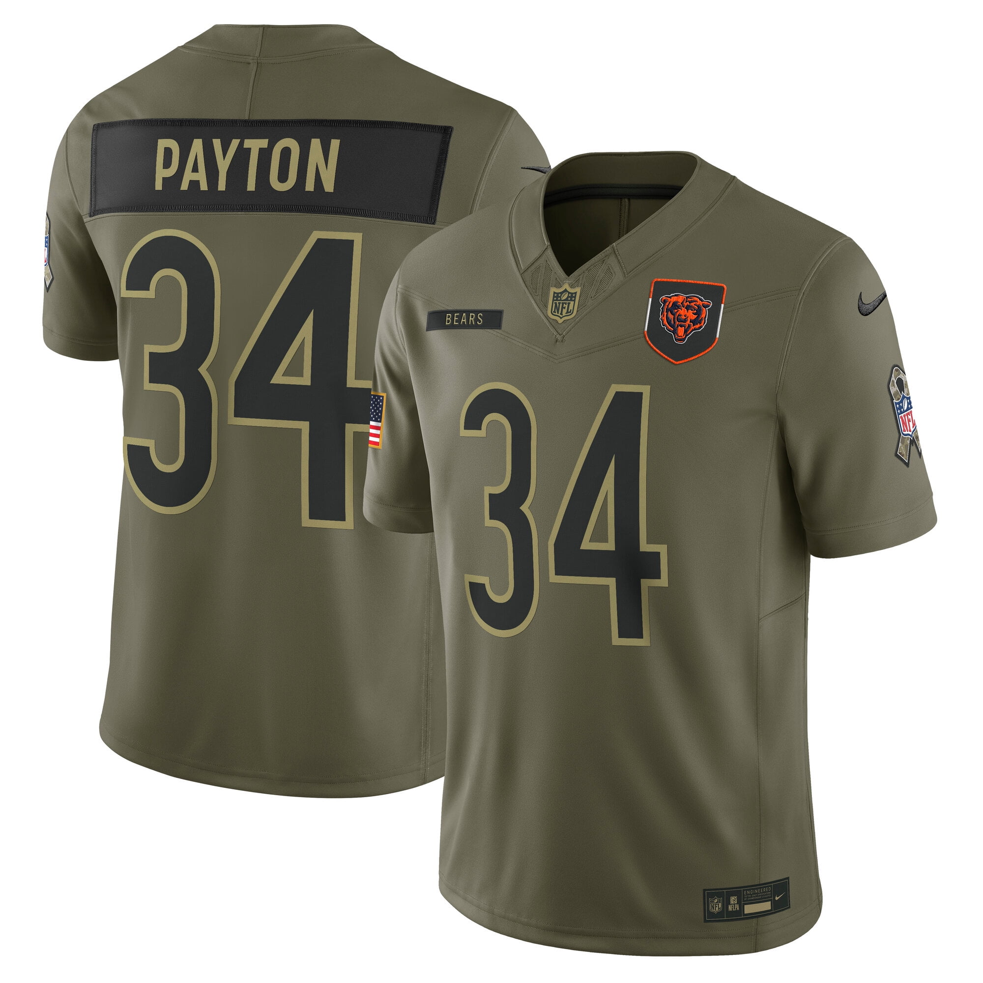 Men's Nike Walter Payton Olive Chicago Bears 2025 Salute to Service ...