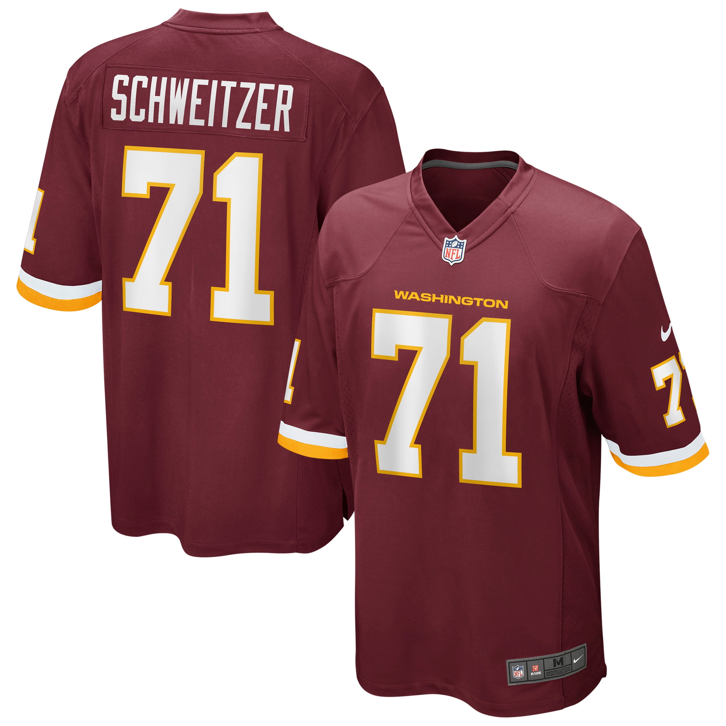 Men's Nike Wes Schweitzer Burgundy Washington Football Team Game Player ...