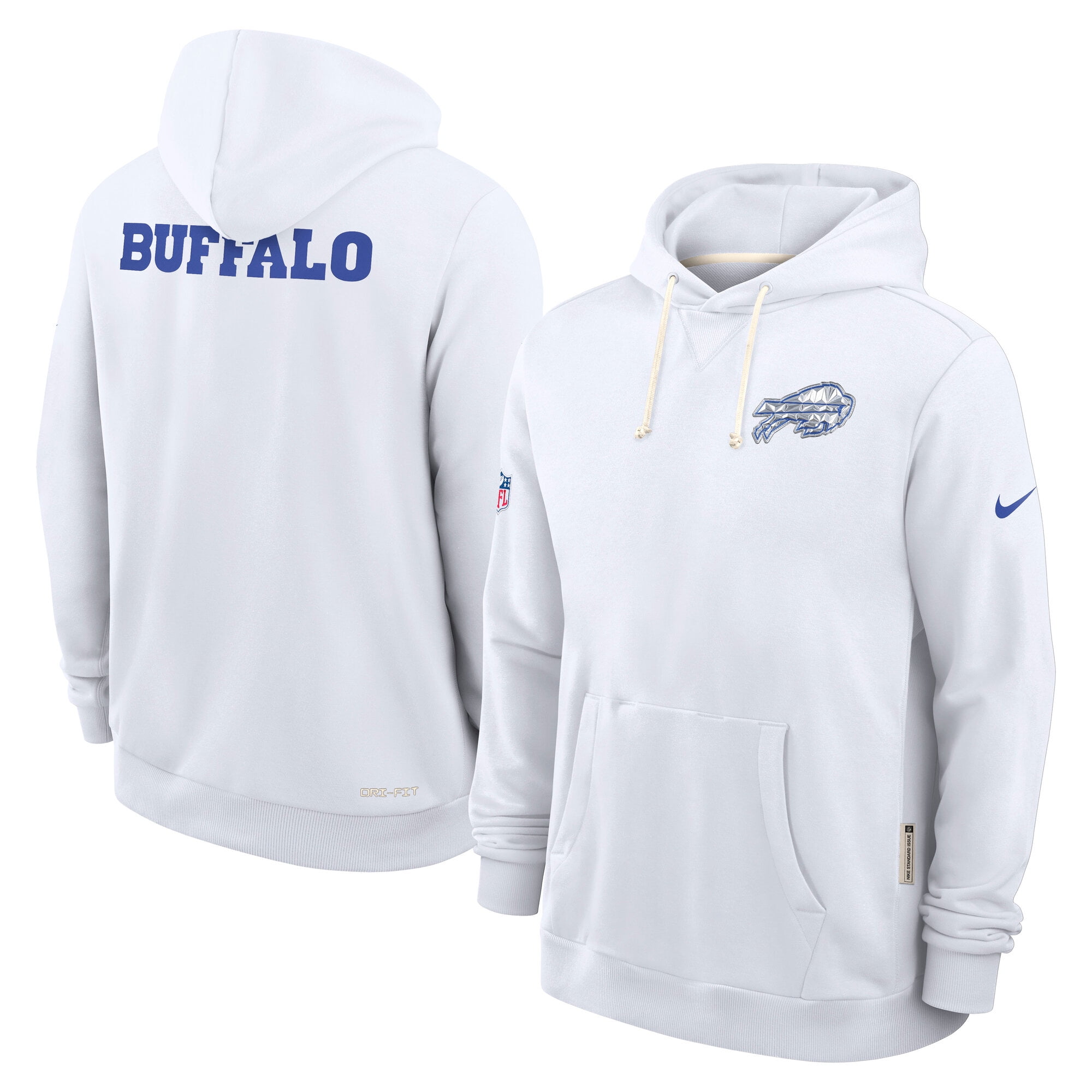 Men's Nike White Buffalo Bills 2025 Rivalries Collection Standard Issue Sideline Dri-FIT Hoodie ...