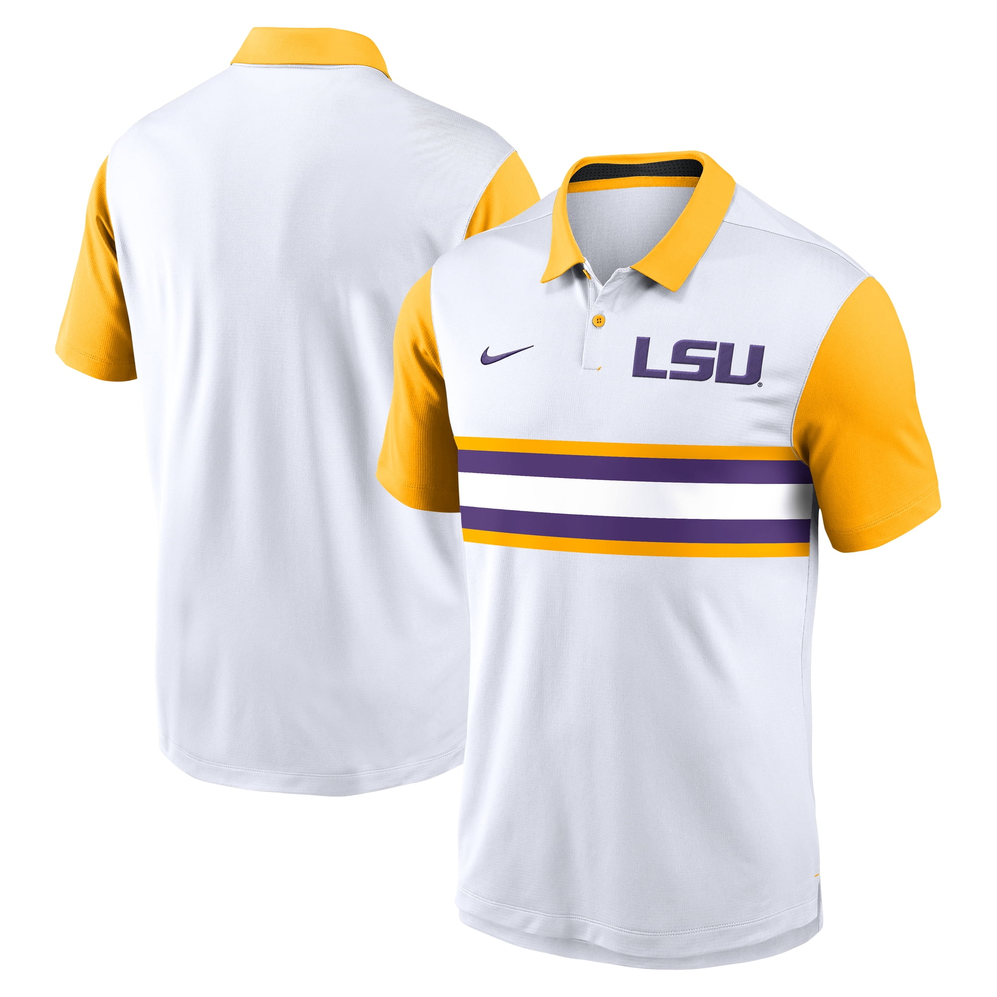Men's Nike White LSU Tigers Campus Pattern Vapor Performance Polo ...
