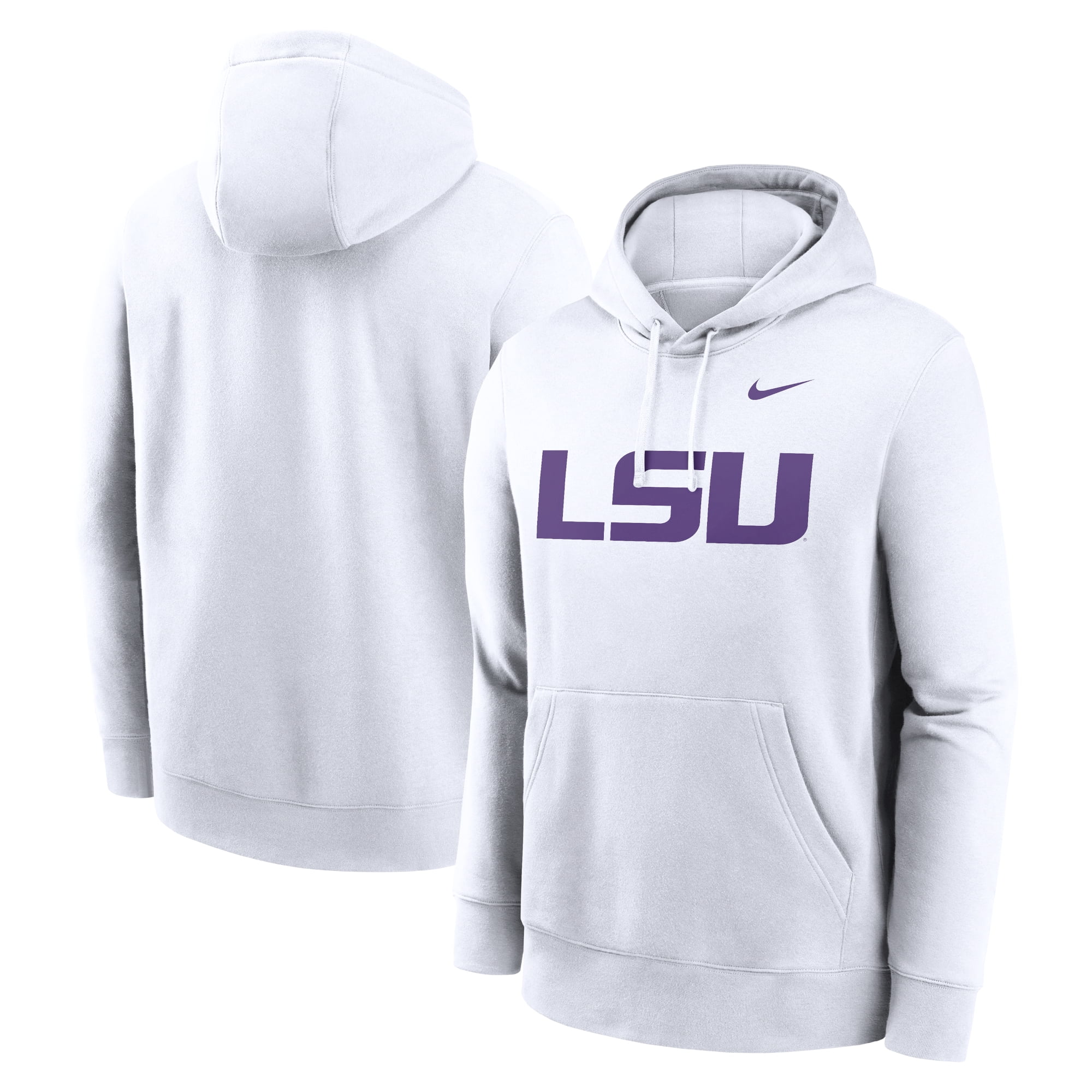Men's Nike White LSU Tigers Primetime Club Fleece Pullover Hoodie ...
