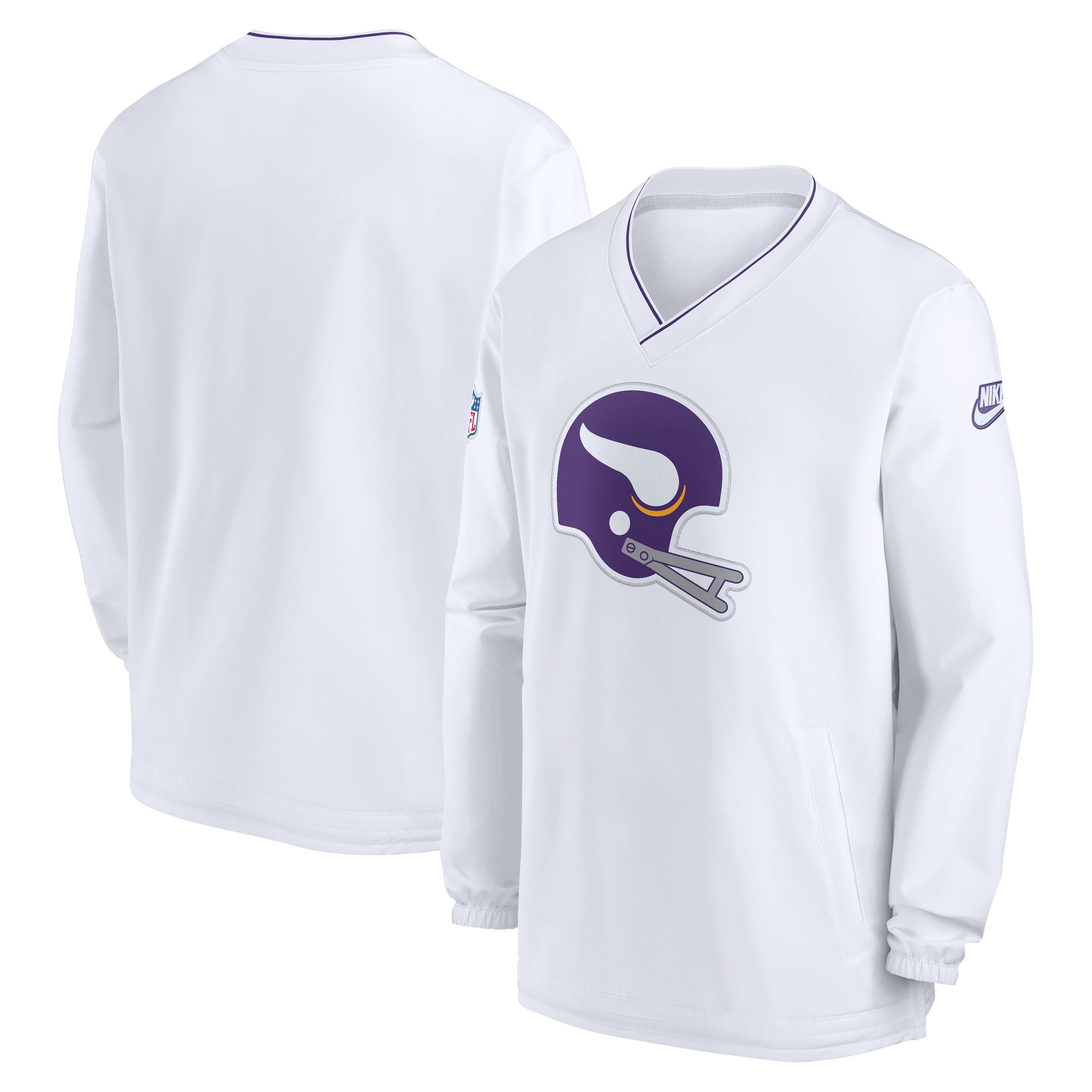 Men's Nike White Minnesota Vikings 2024 Sideline Throwback Logo Long ...