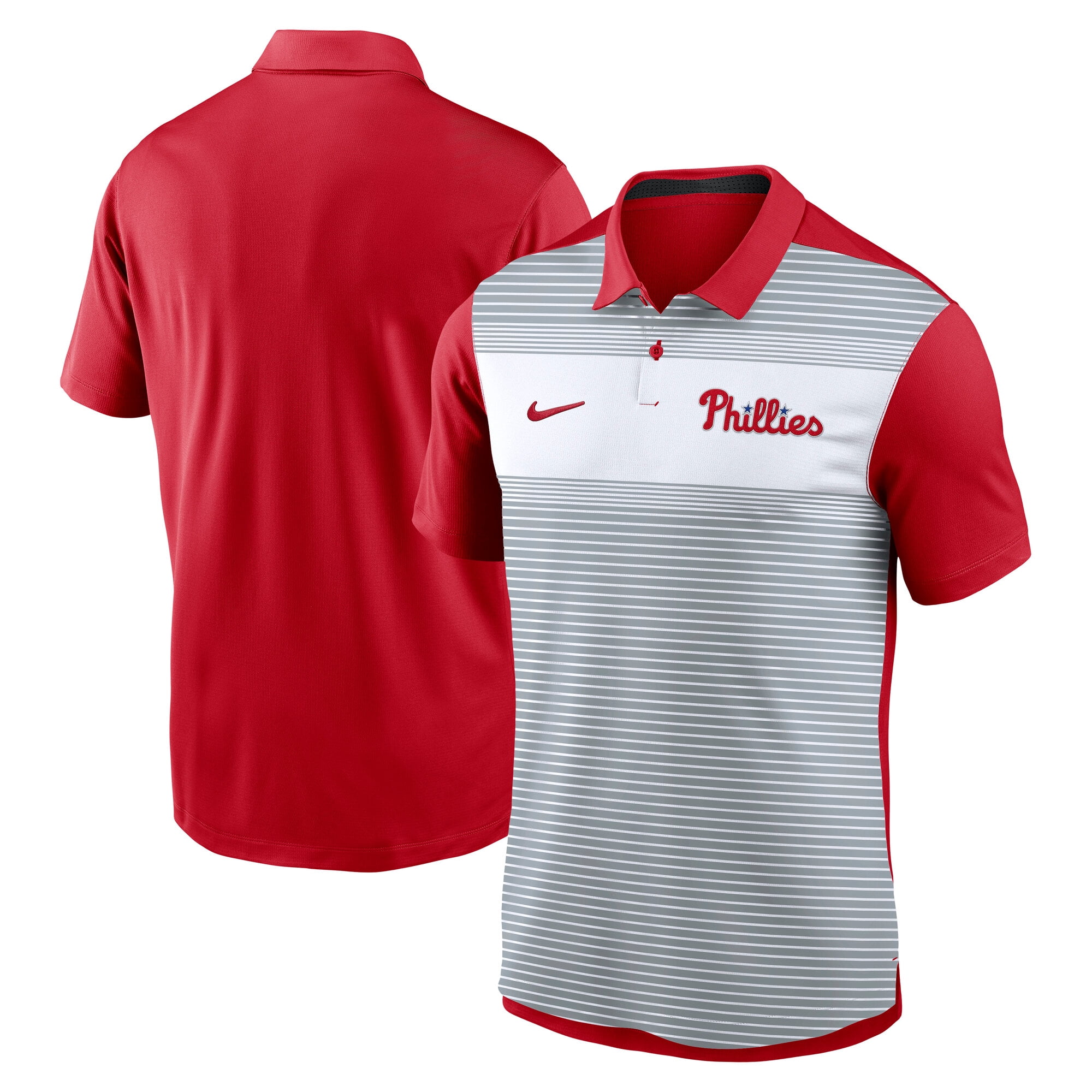 Men's Nike White/Red Philadelphia Phillies Vapor Striped Dri-FIT Polo ...