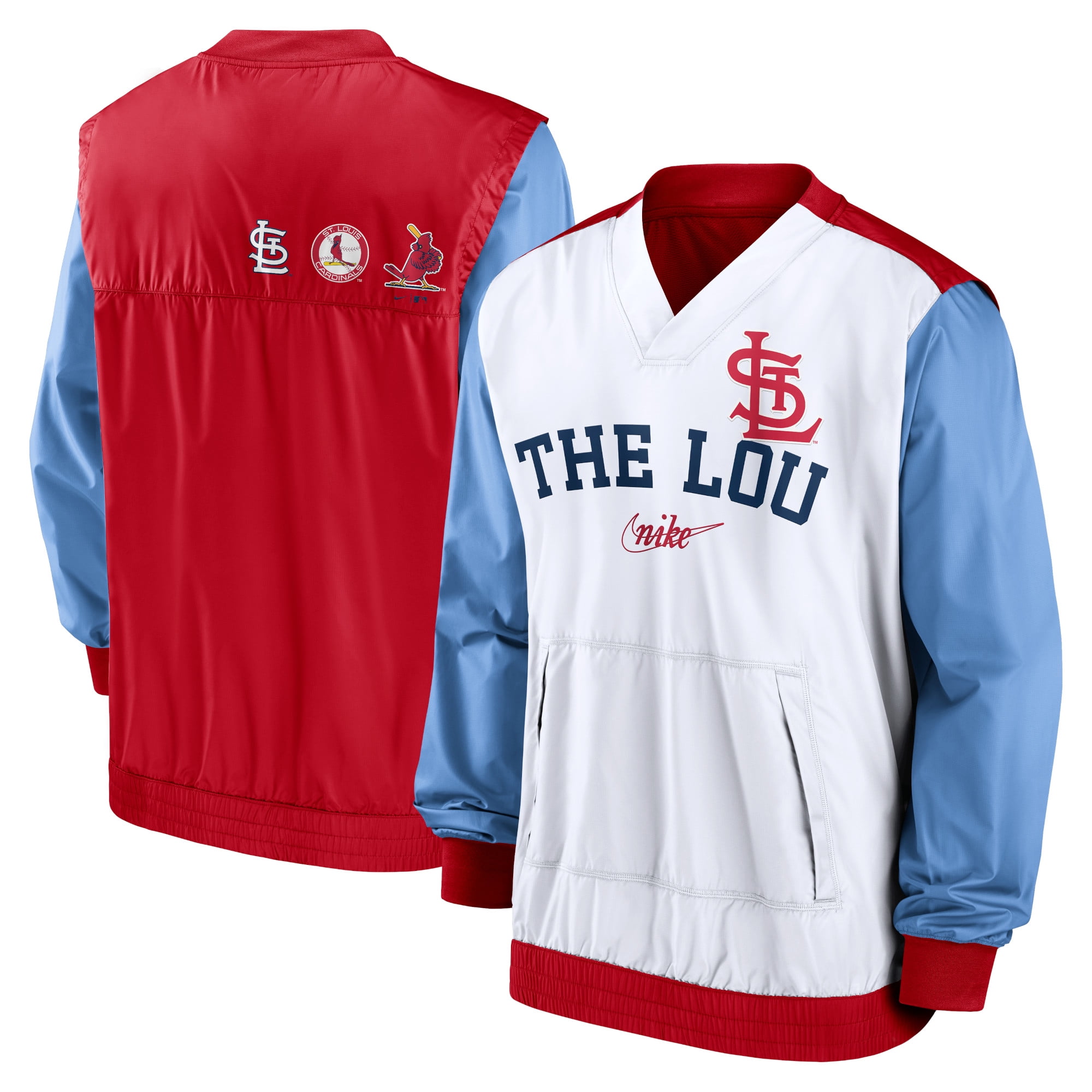 Men's Nike White/Red St. Louis Cardinals Rewind Warmup V-Neck Pullover ...